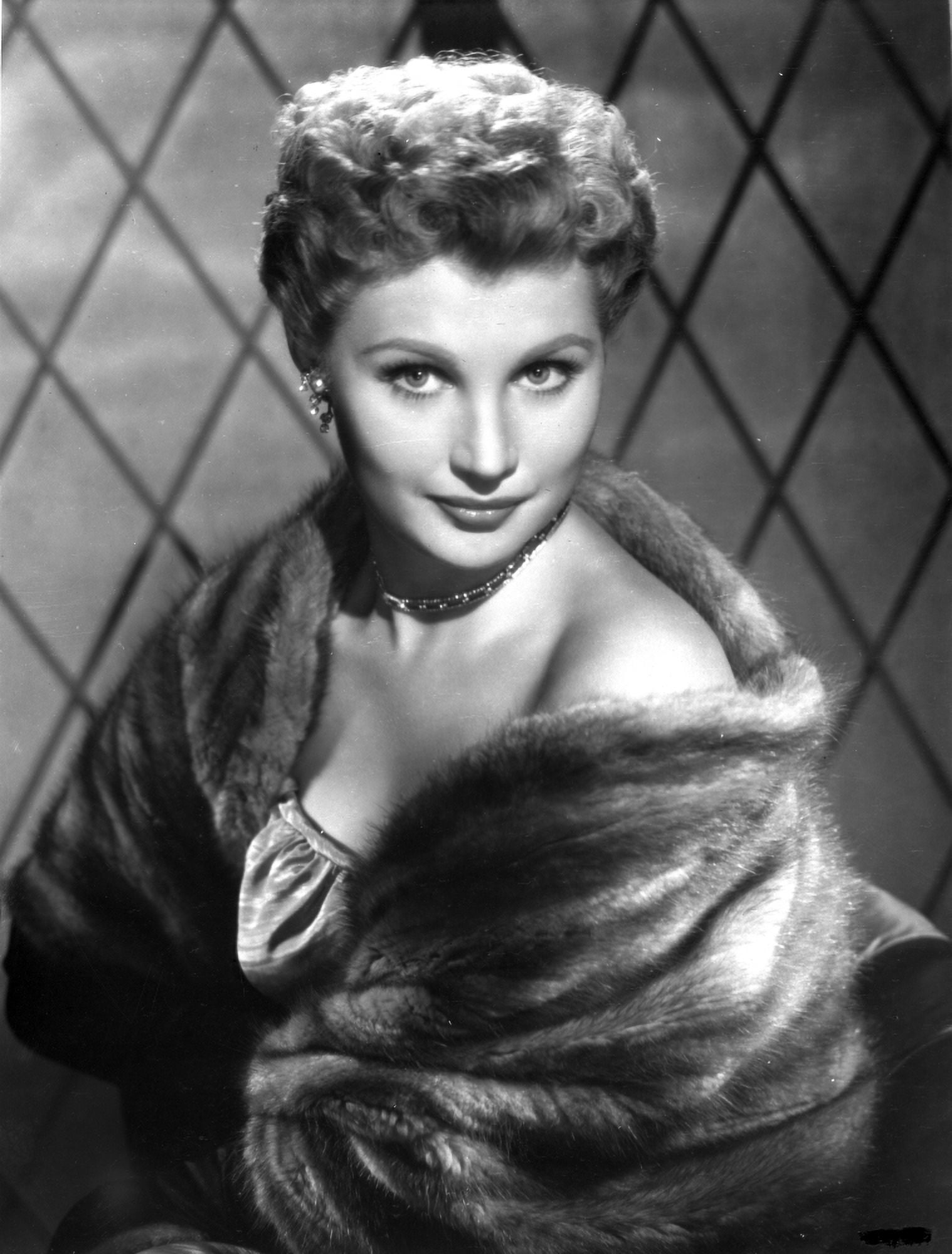 Mari Aldon smiling in Fur Dress Classic Portrait Photo Print (24 x 30 ...