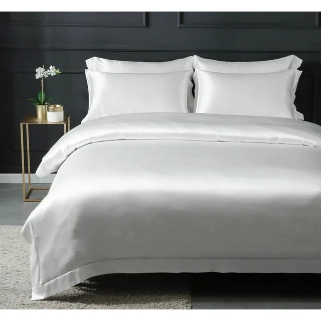 Mari Ann Silk Charmeuse Duvet Cover, Queen, Ivory, Queen - Walmart.com