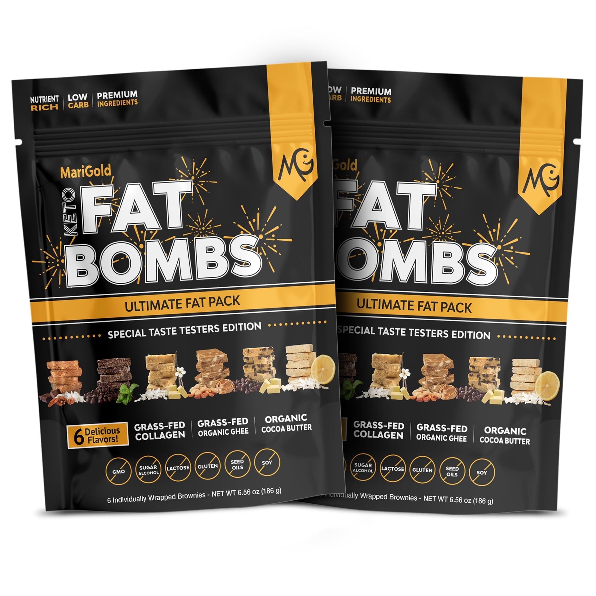 MariGold Keto Fat Bombs - 6 Flavor Sampler - 2 Pack - Collagen Bars ...
