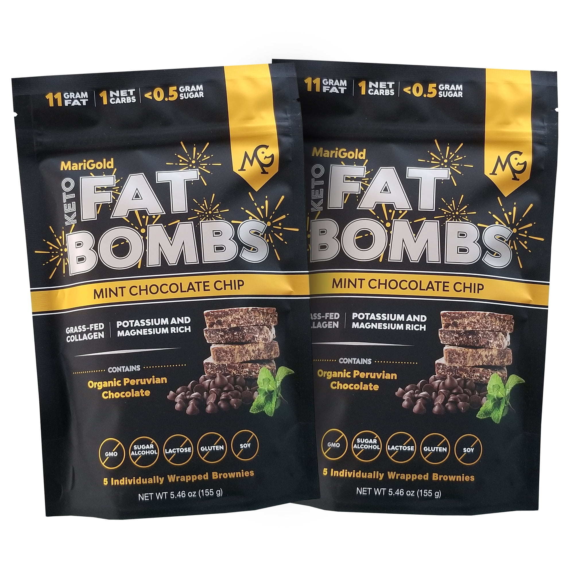 MariGold Keto Fat Bombs Snacks - Mint Chocolate Chip - 2 Pack - Low ...