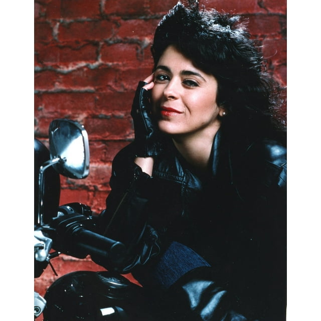 Maria Alonzo Leaning on Motorcycle, wearing Black Leather Jacket with a ...