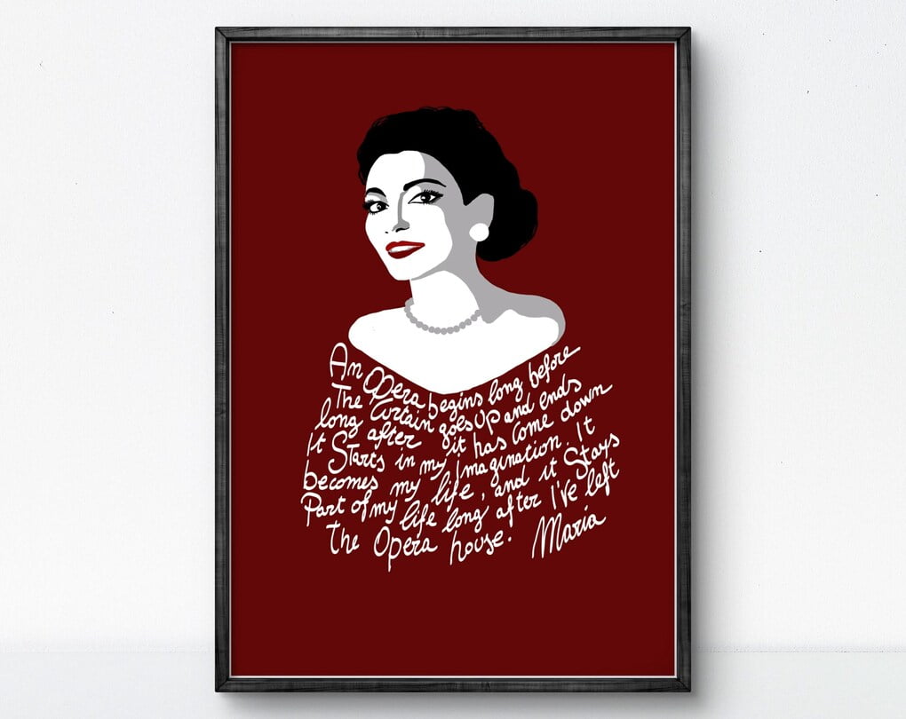 Maria Callas Poster Vintage Wall Art Print Classic Opera Decor Unique ...