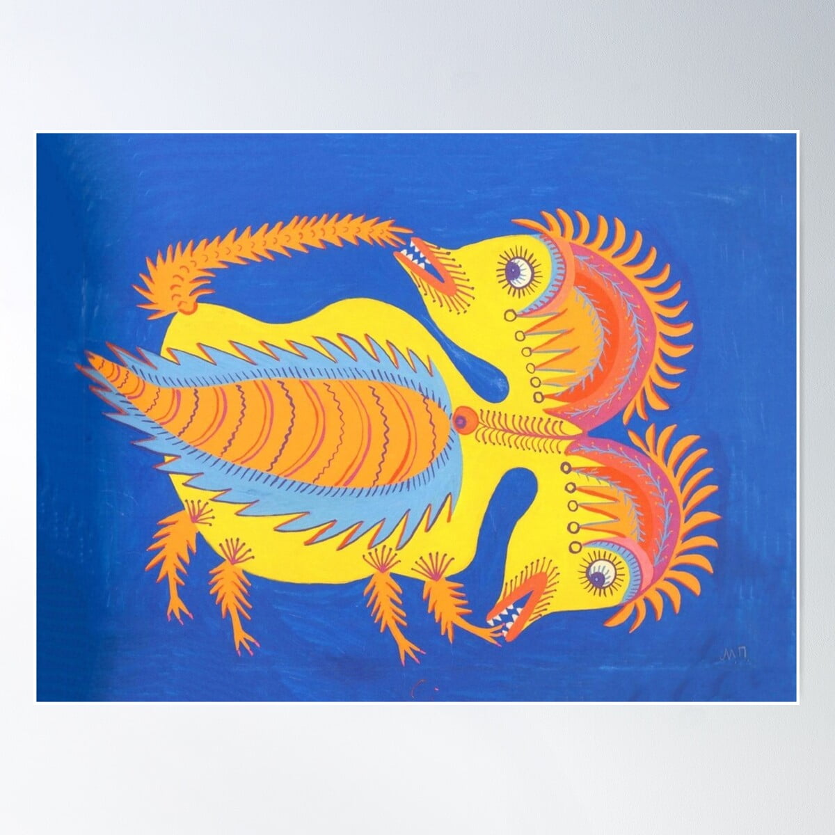 Maria Prymachenko Two Headed Chicken Poster Wall Art, Modern Wall Decor ...