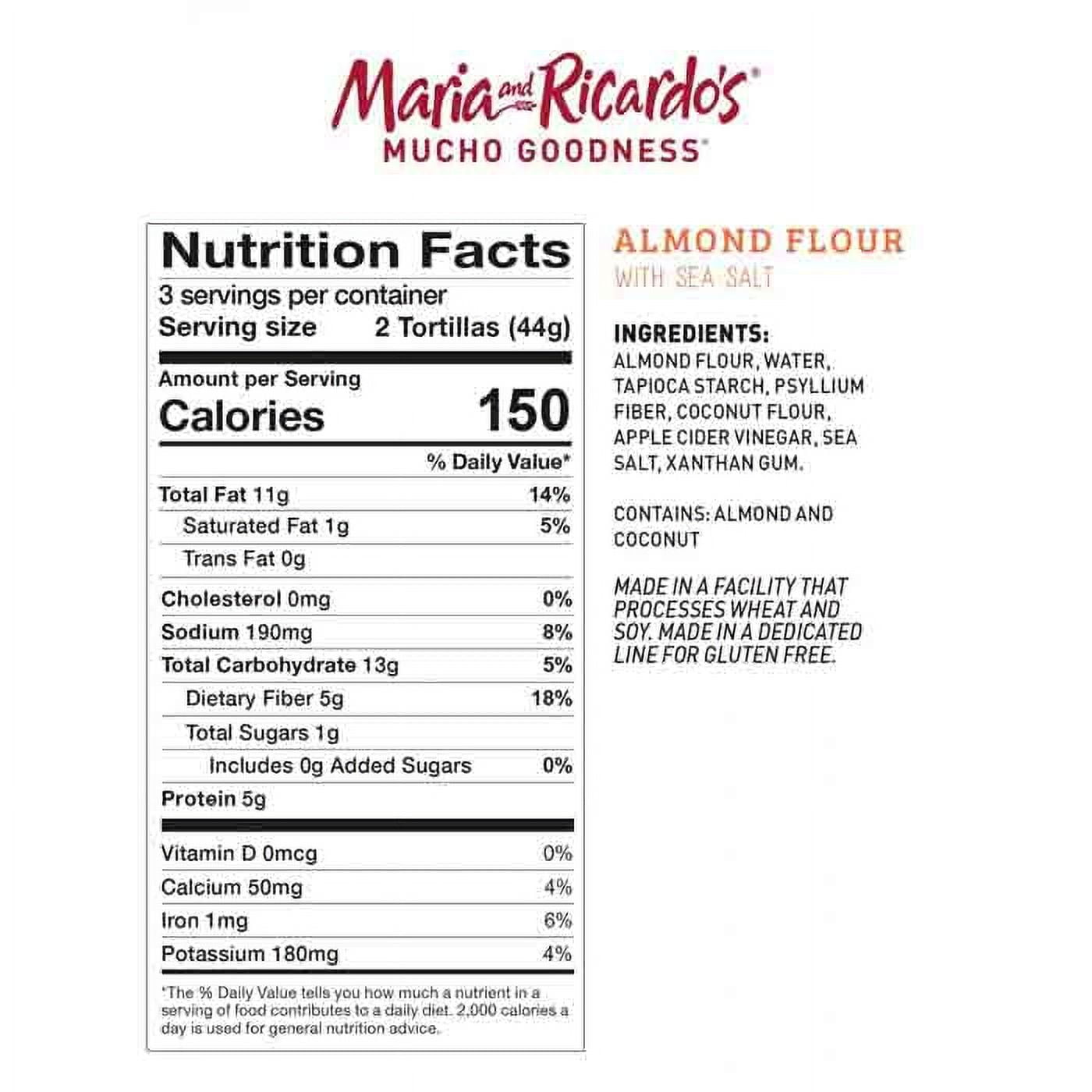 Maria & Ricardo's - Tortilla Almond, 4.6oz | Multiple Flavors | Pack of ...