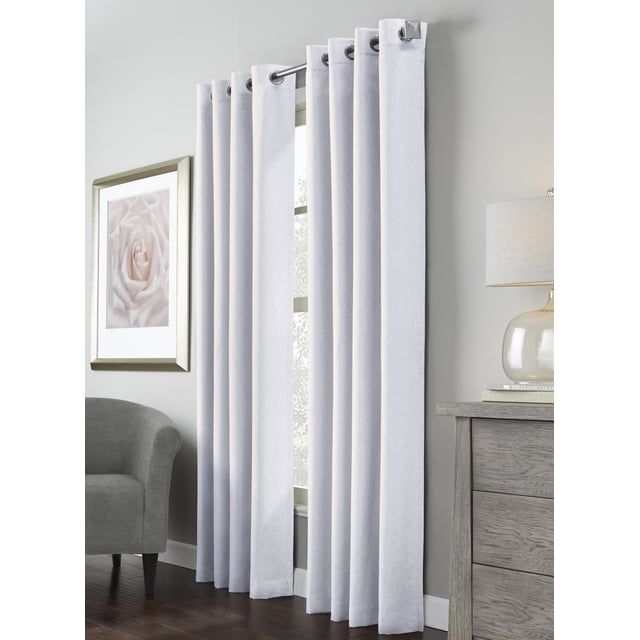 Maria Richly Textured Woven Grommet Curtain Panel 52" x 63" in White ...