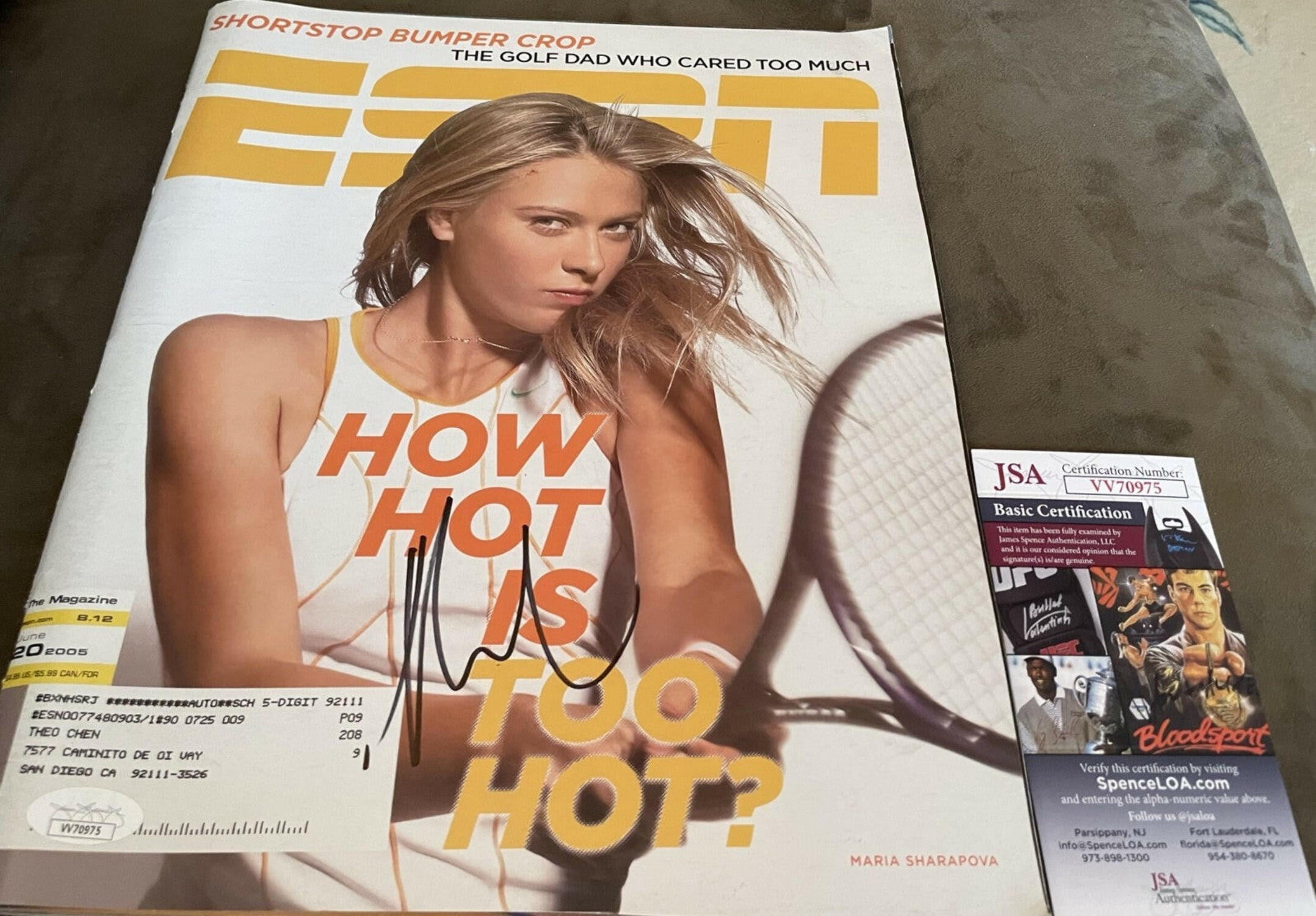 Maria Sharapova autographed 2005 ESPN Magazine with sexy cover JSA ...