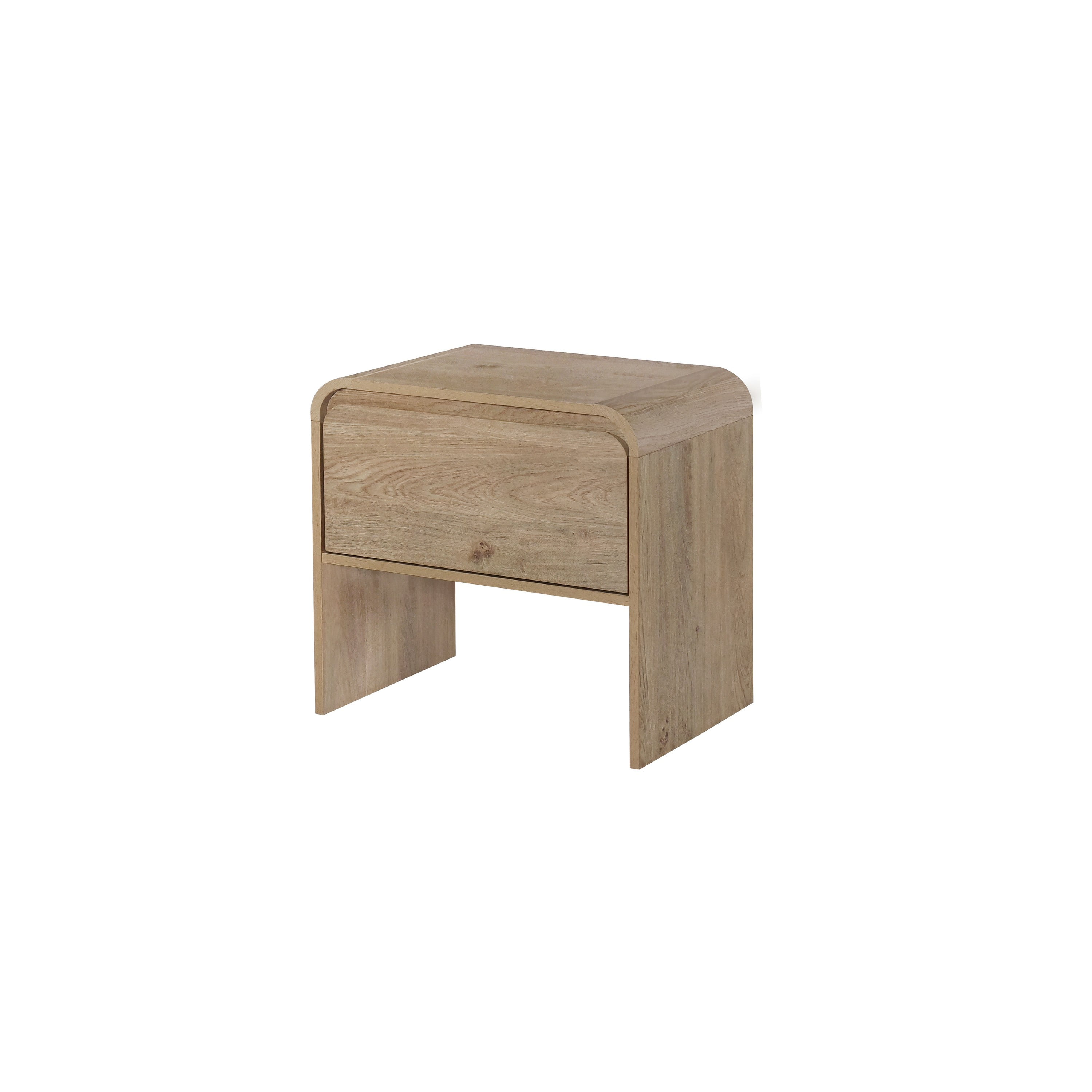Maria Side End Table, Drawer and Waterfall Style, Beige Wood 22 Inch ...