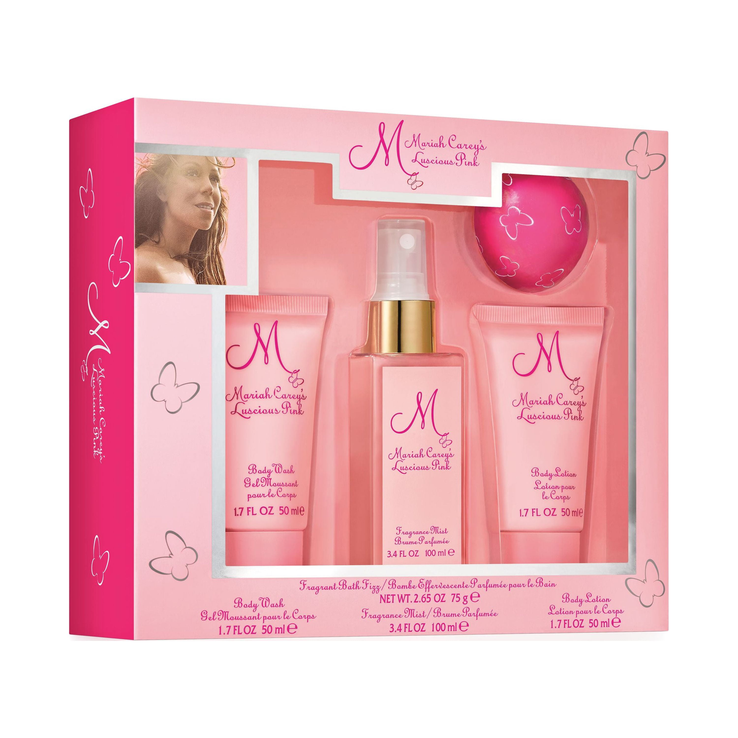 Mariah Carey Luscious Pink Bath Set for Women, 4 piece - Walmart.com