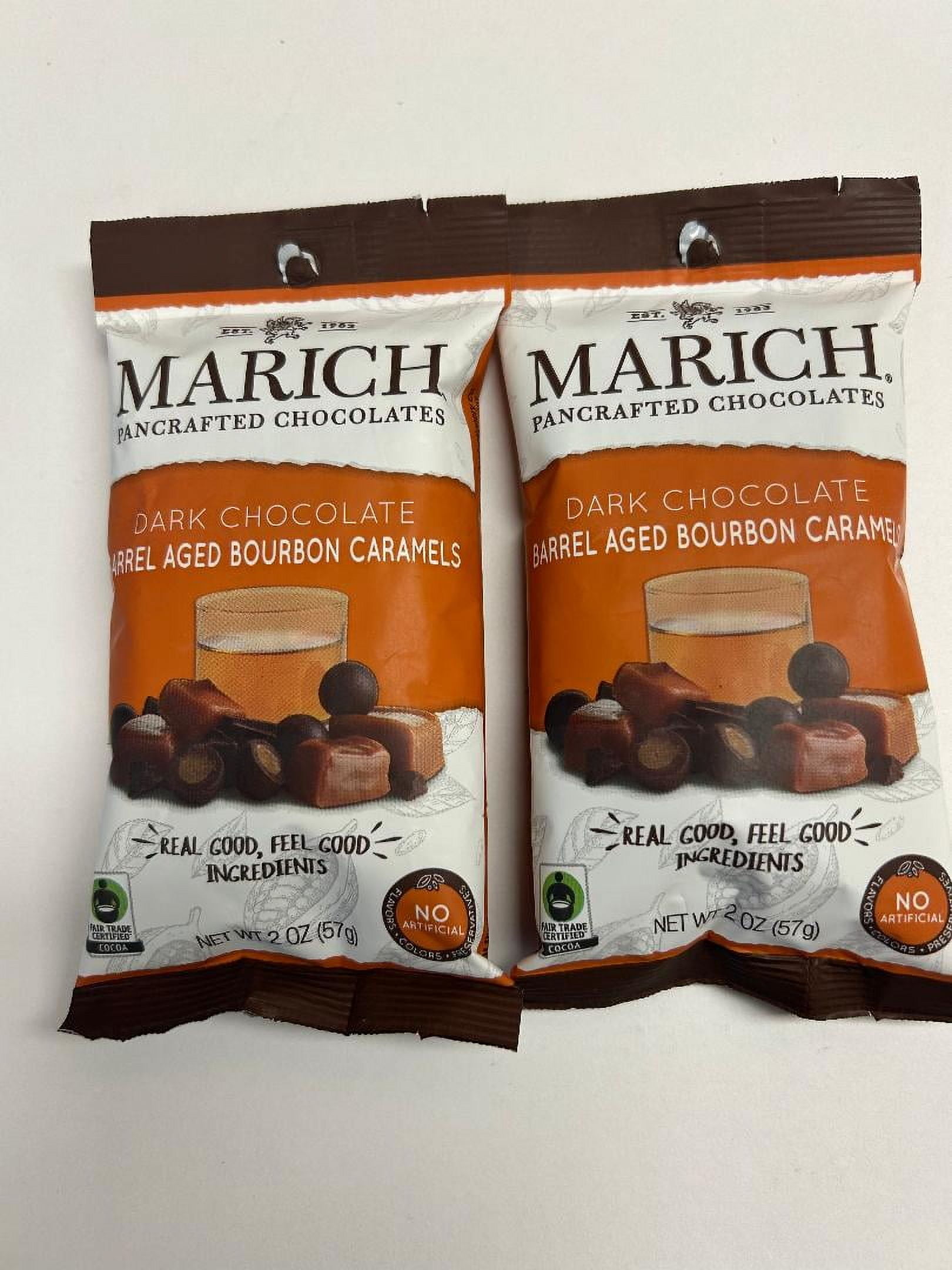Marich Confectionery Dark Chocolate Barrel Aged Bourbon Caramels (2 ...