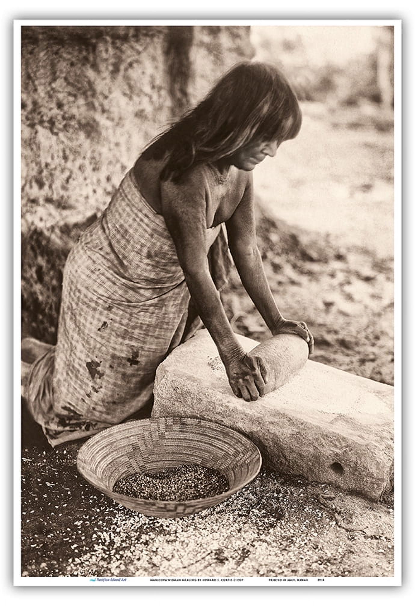 Maricopa Woman Mealing - North American Indian - Vintage B&W Historical ...