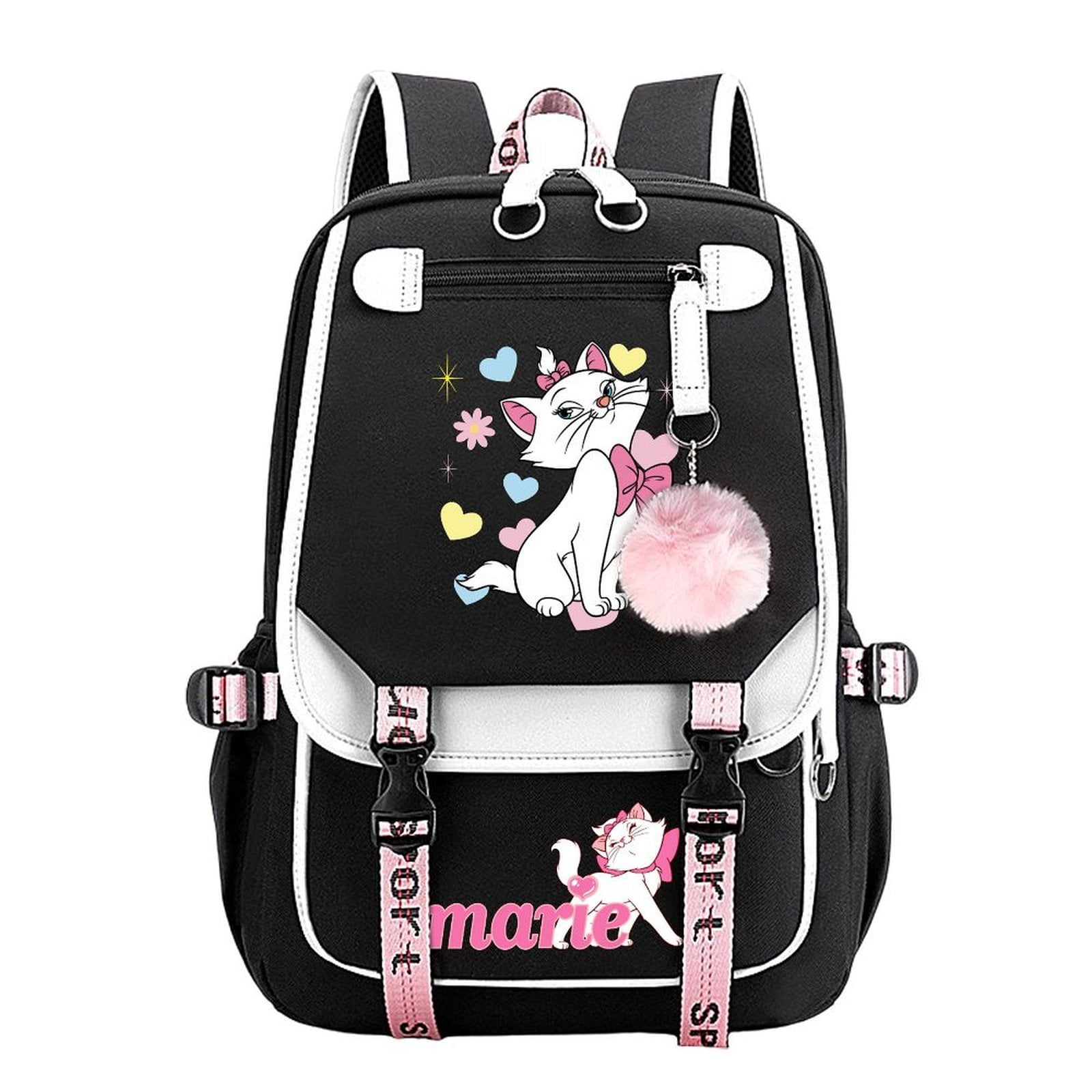 Marie Backpacks Cartoon Backpack 3D Printed Laptop Bag Shoulder Light ...