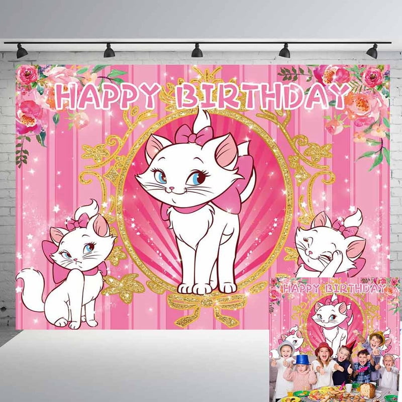 Marie Cat Backdrop Banner Party Supplies Post Birthday Decorations ...