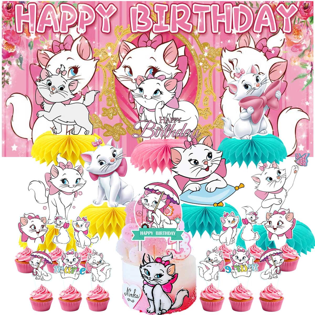 Marie Cat Party Decorations Decor Supplies Honeycomb Centerpieces Table ...