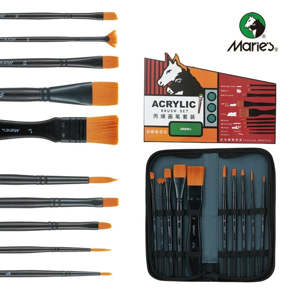 Marie's Acrylic Nylon Brush Set, 10-Pack for Painting - Professional ...