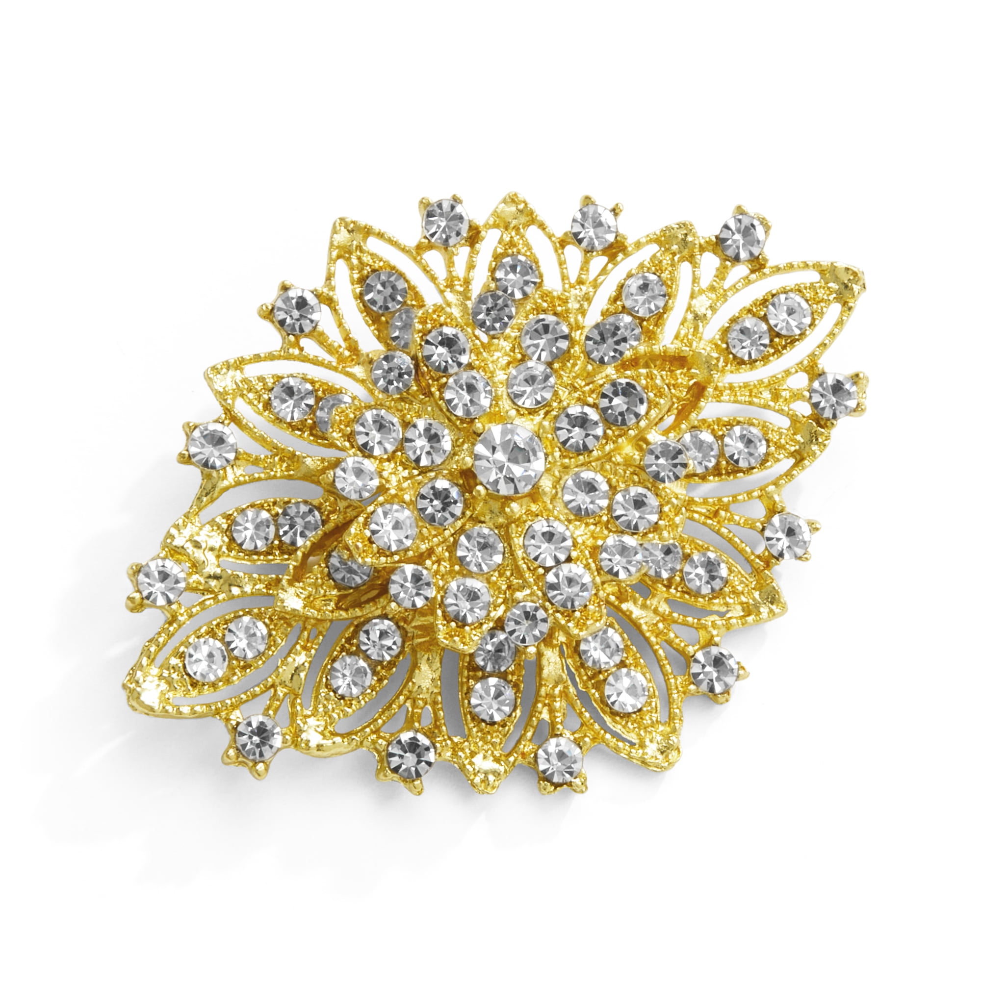 Mariell Gold Wedding Jewelry Crystal Bridal Brooch Pin for Brides ...