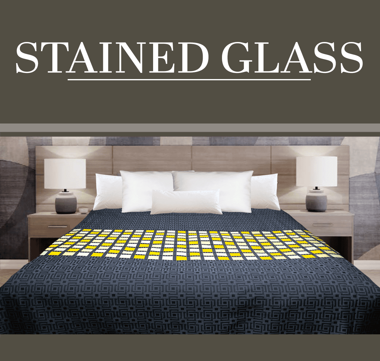 Marigold Bedding Decorative Coverlet Stained Glass Grey/Gold Tones King ...