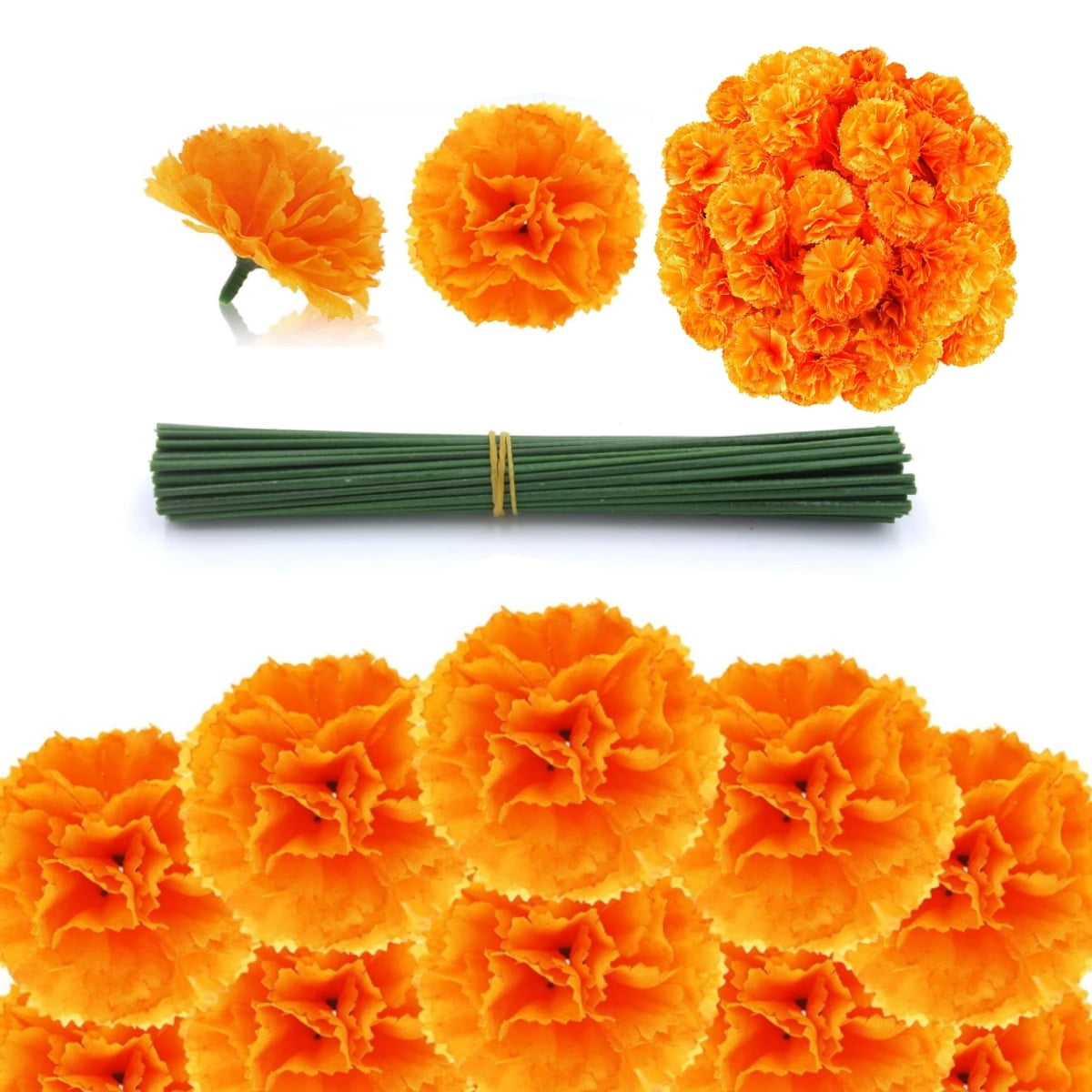 Marigold Flower Heads,2.4x1.6in Marigold Heads Bulk,QZS Reusable Silk ...