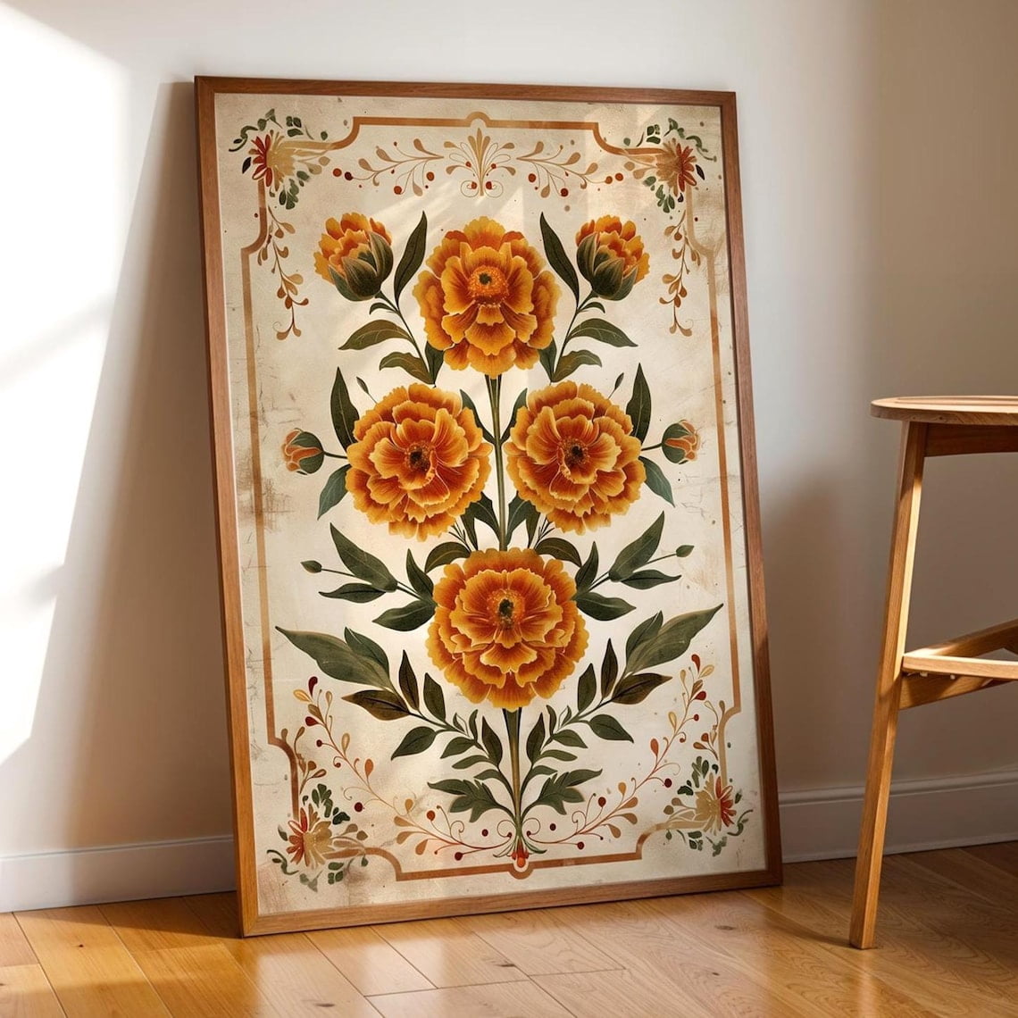 Marigold Folk Art Papel Picado Style Mexican Floral Dia de Muertos ...