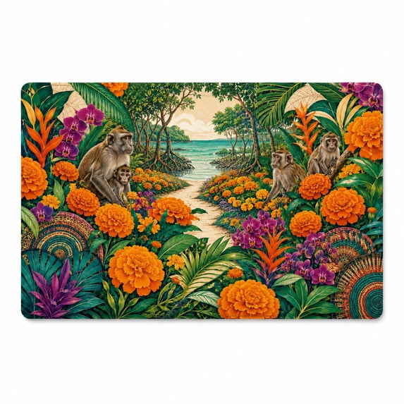 Marigold Monkey Rectangle Rug for Family Room Coastal Spring - Walmart.com