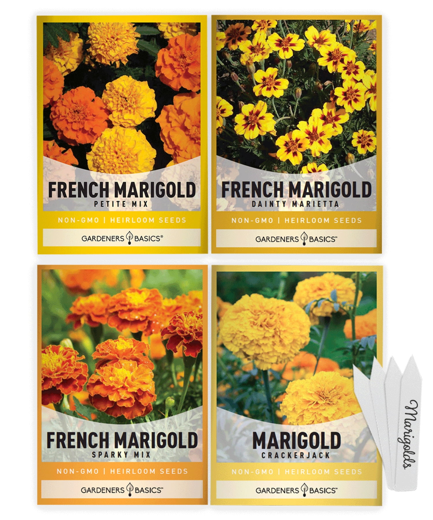 Gardeners Basics, Marigold Seeds, 4 Varieties Pack, Non-GMO - Walmart.com