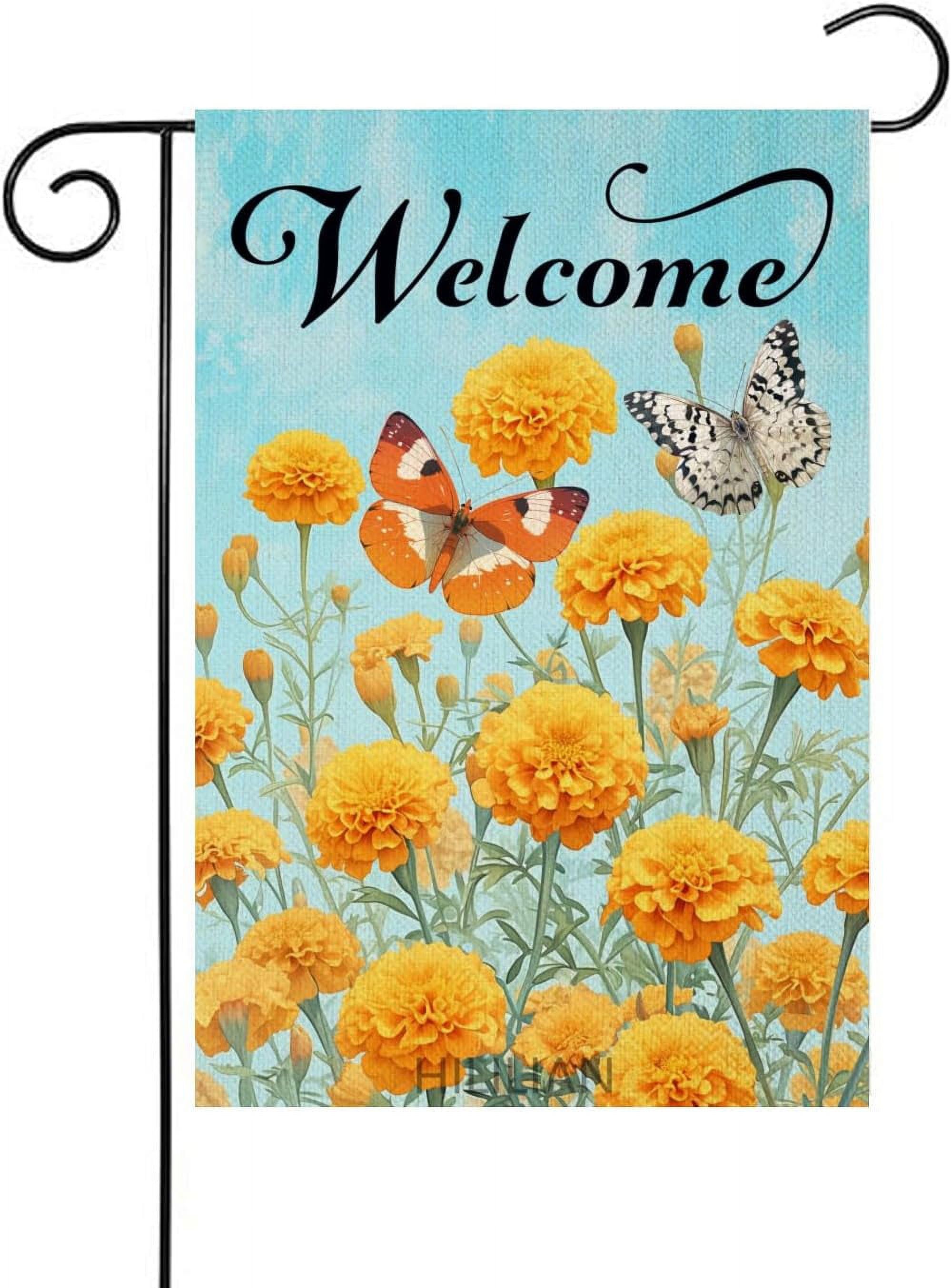 Marigold welcome Garden Flag Double Sided, House Yard Outdoor Decor ...