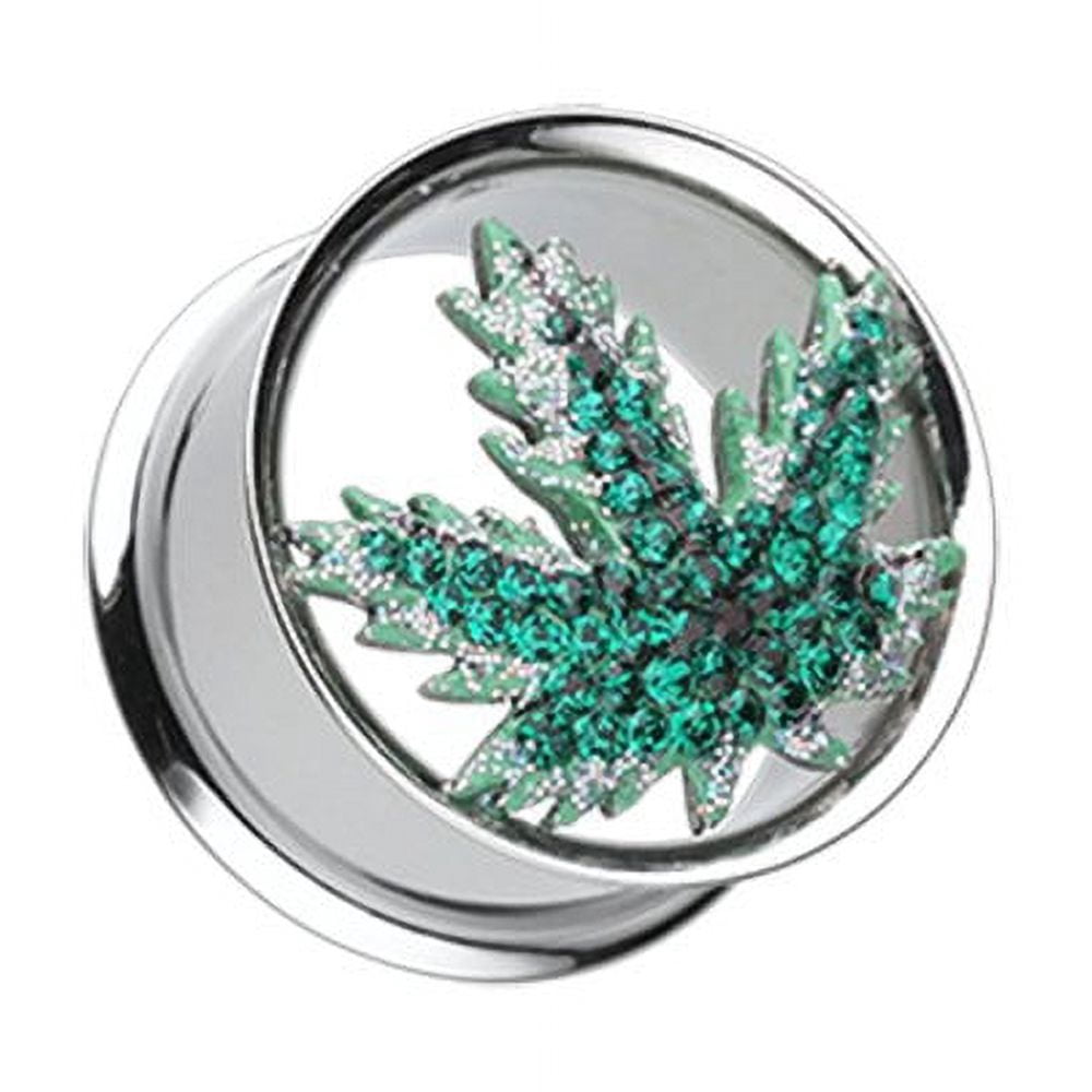 Marijuana Cannabis Pot Leaf Multi-Sprinkle Dot Ear Gauge Tunnel Plug ...