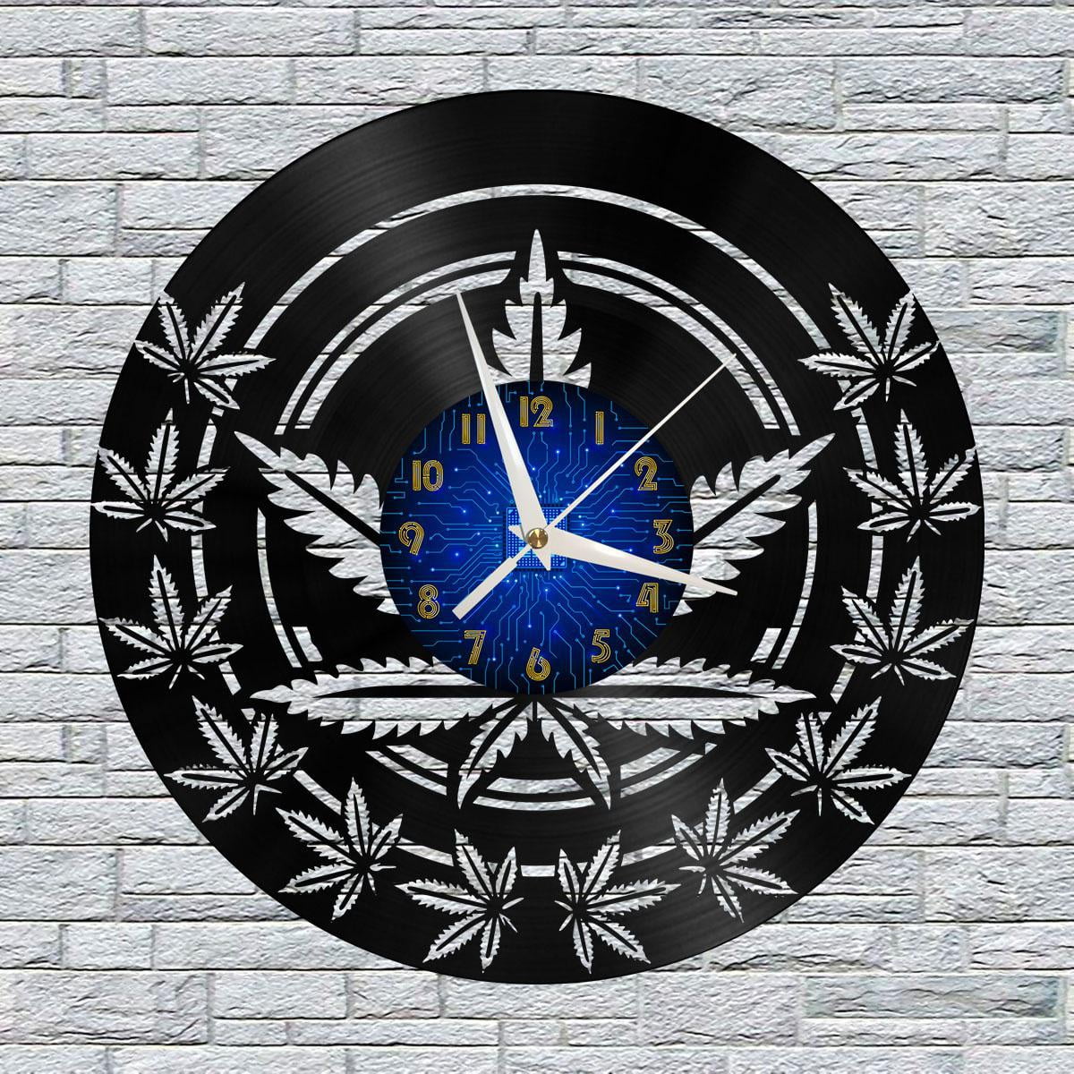 Marijuana Leaf 12 Inch Vinyl Record Wall Clock - Silent, Creative, and ...