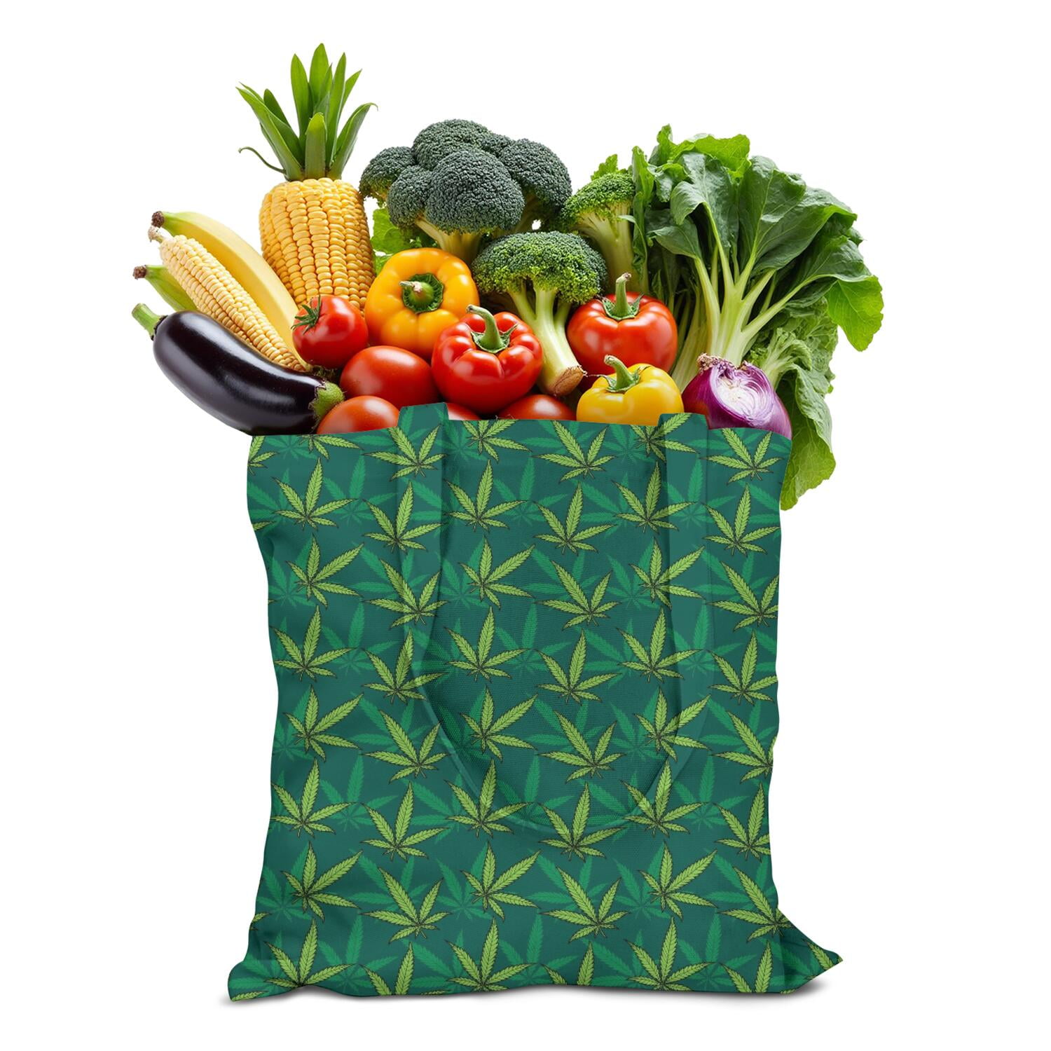 Marijuana Leaf Canvas Tote Bag, Reusable Minimalist Cannabis Handbag ...