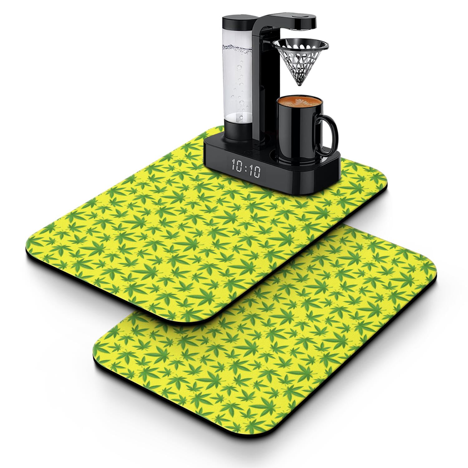 Marijuana Leaf Dish Drying Mat, Minimalist Cannabis Coffee Bar Mat ...