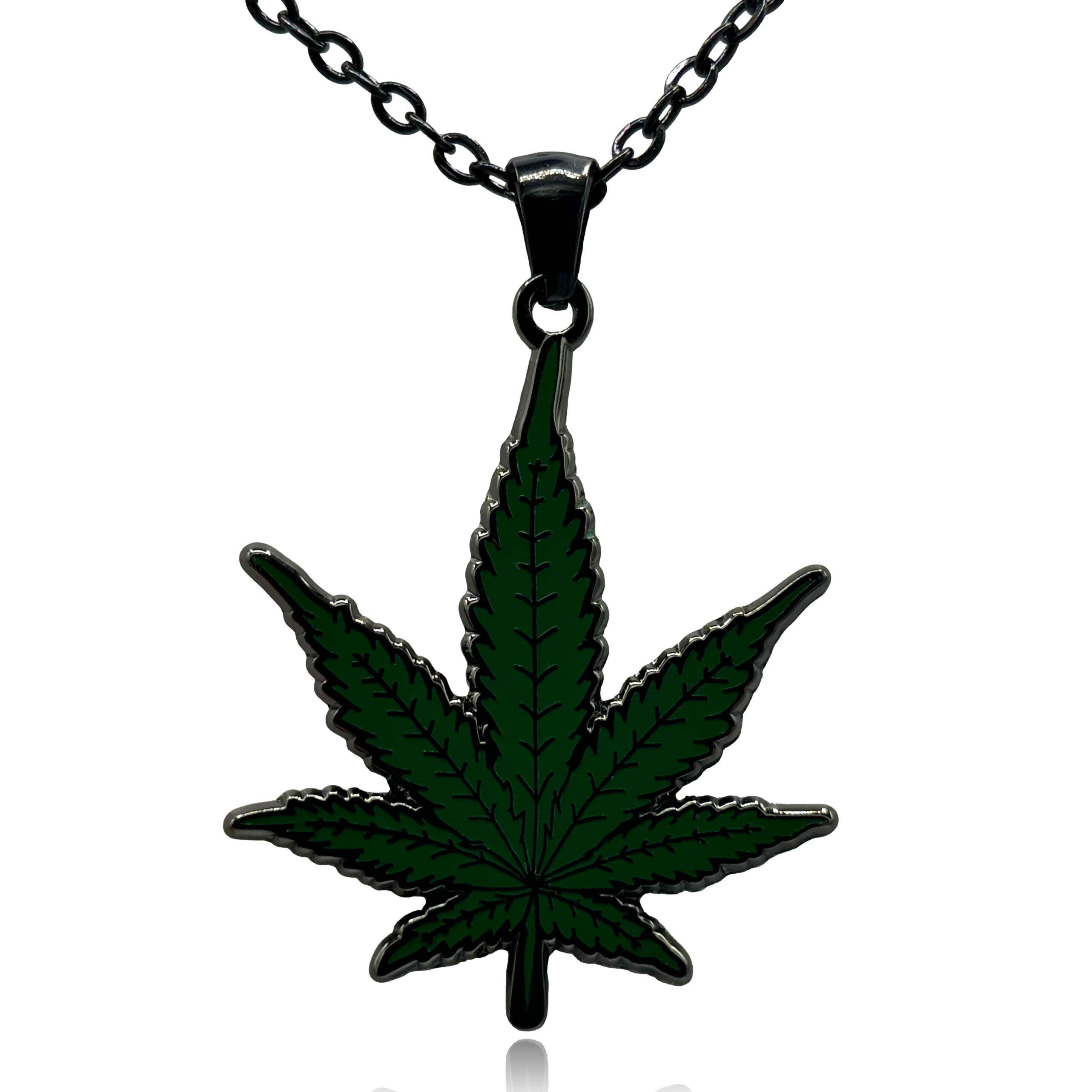 Marijuana Leaf Enamel Pendant Necklace | Clayton Jewelry Labs - Walmart.com