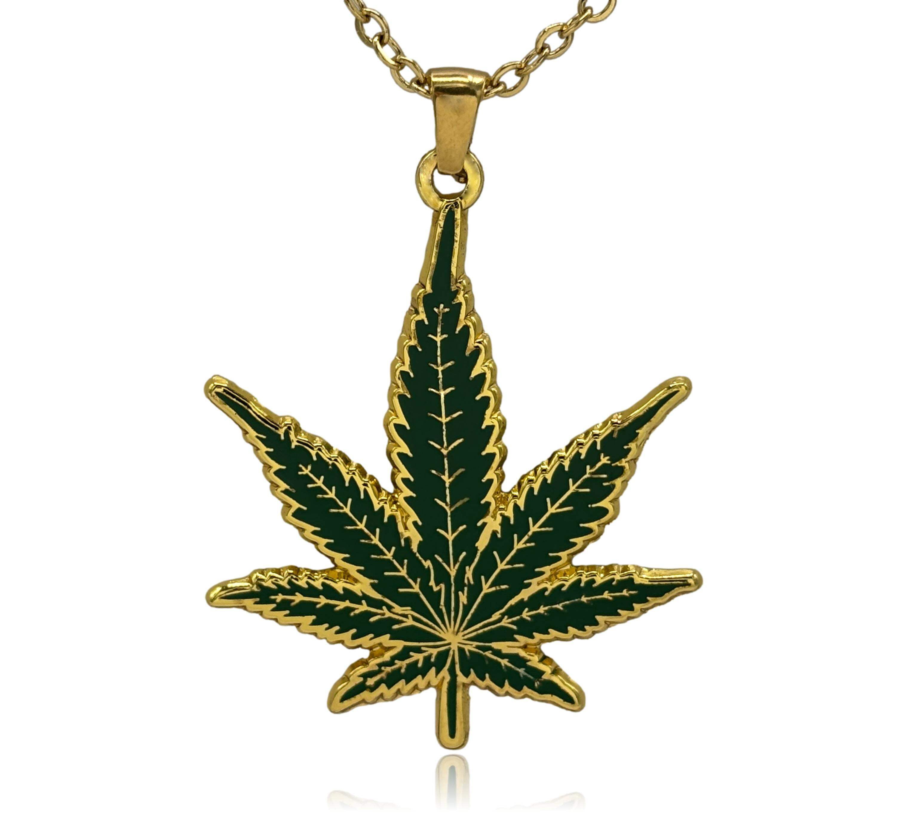 Marijuana Leaf Enamel Pendant Necklace | Clayton Jewelry Labs - Walmart.com