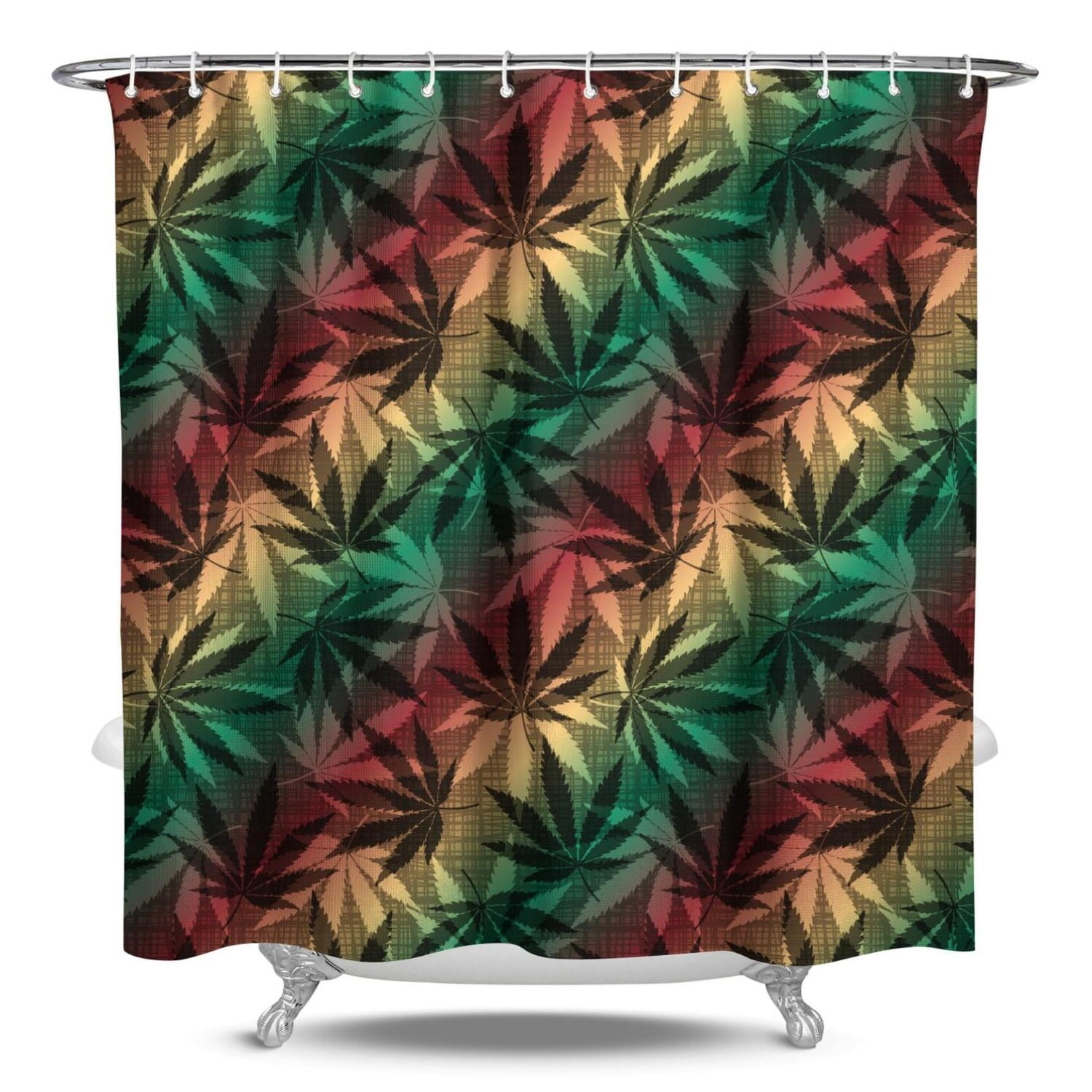Marijuana Leaf Shower Curtain - Minimalist Weed Bathroom Decor 84x72 ...