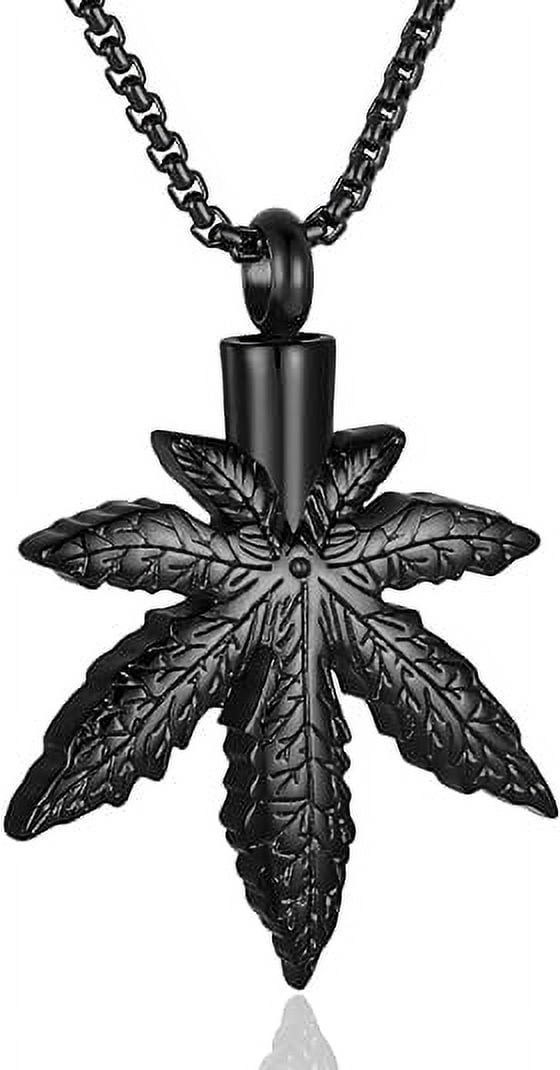 Marijuana Leaf Urn Necklace for Ashes for Men Women Adults Stainless ...