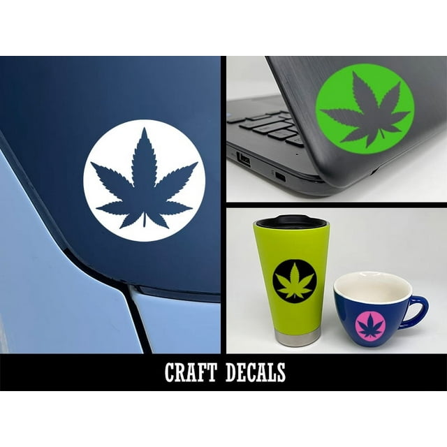 Marijuana Leaf in Circle Craft Vinyl Indoor Outdoor Decal Sticker ...
