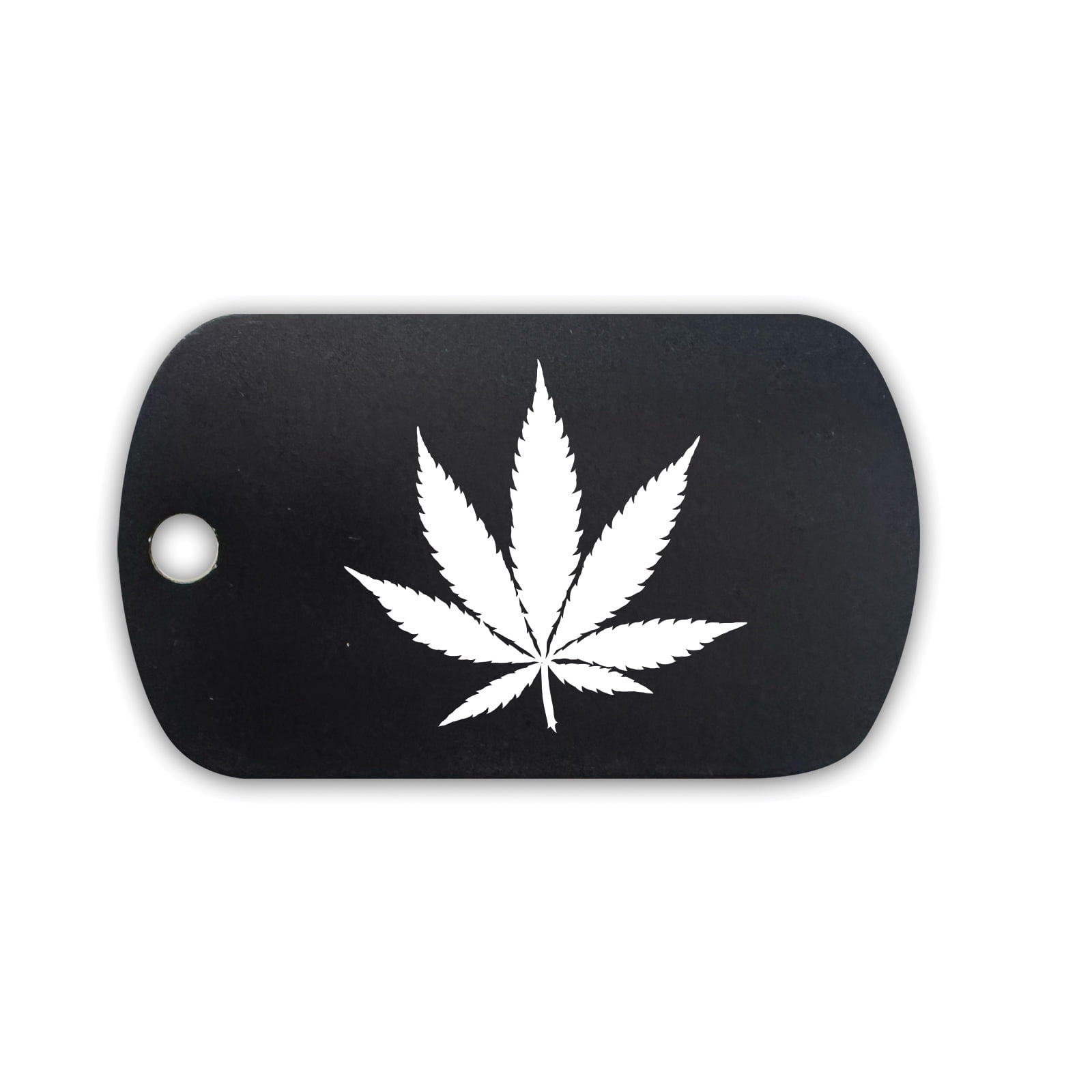 Marijuana Pot Leaf GI Dog Tag Aluminum Keychain 420 - Black - Walmart.com