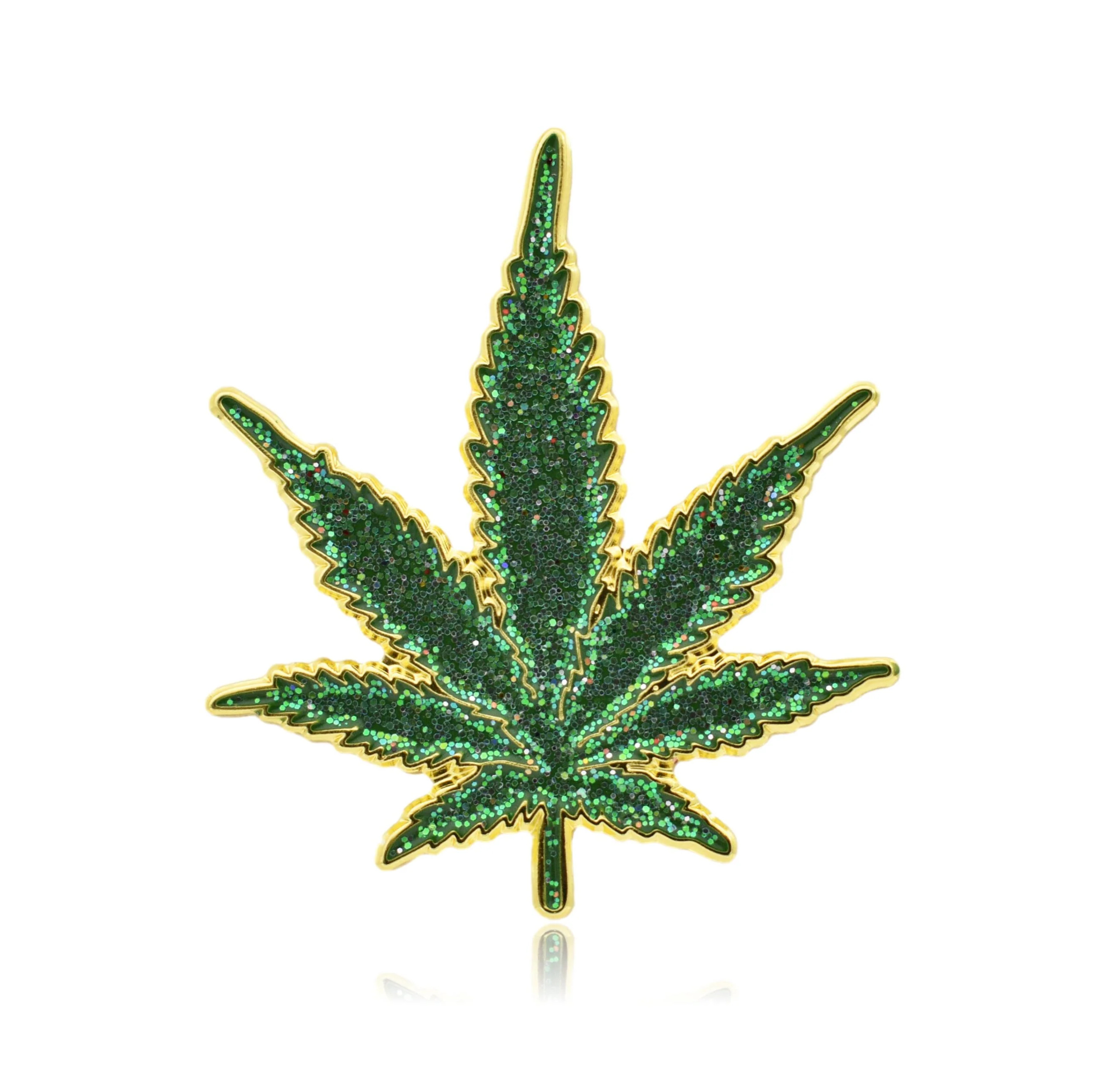Marijuana Weed Leaf THC Glitter Enamel Lapel Pin - Walmart.com