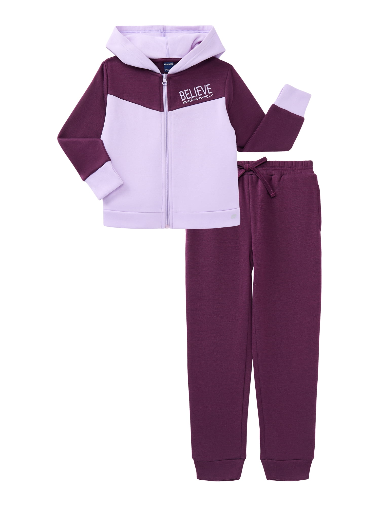 Marika Girls Athletic Full Zip Hoodie and Joggers Outfit Set, 2-Piece ...