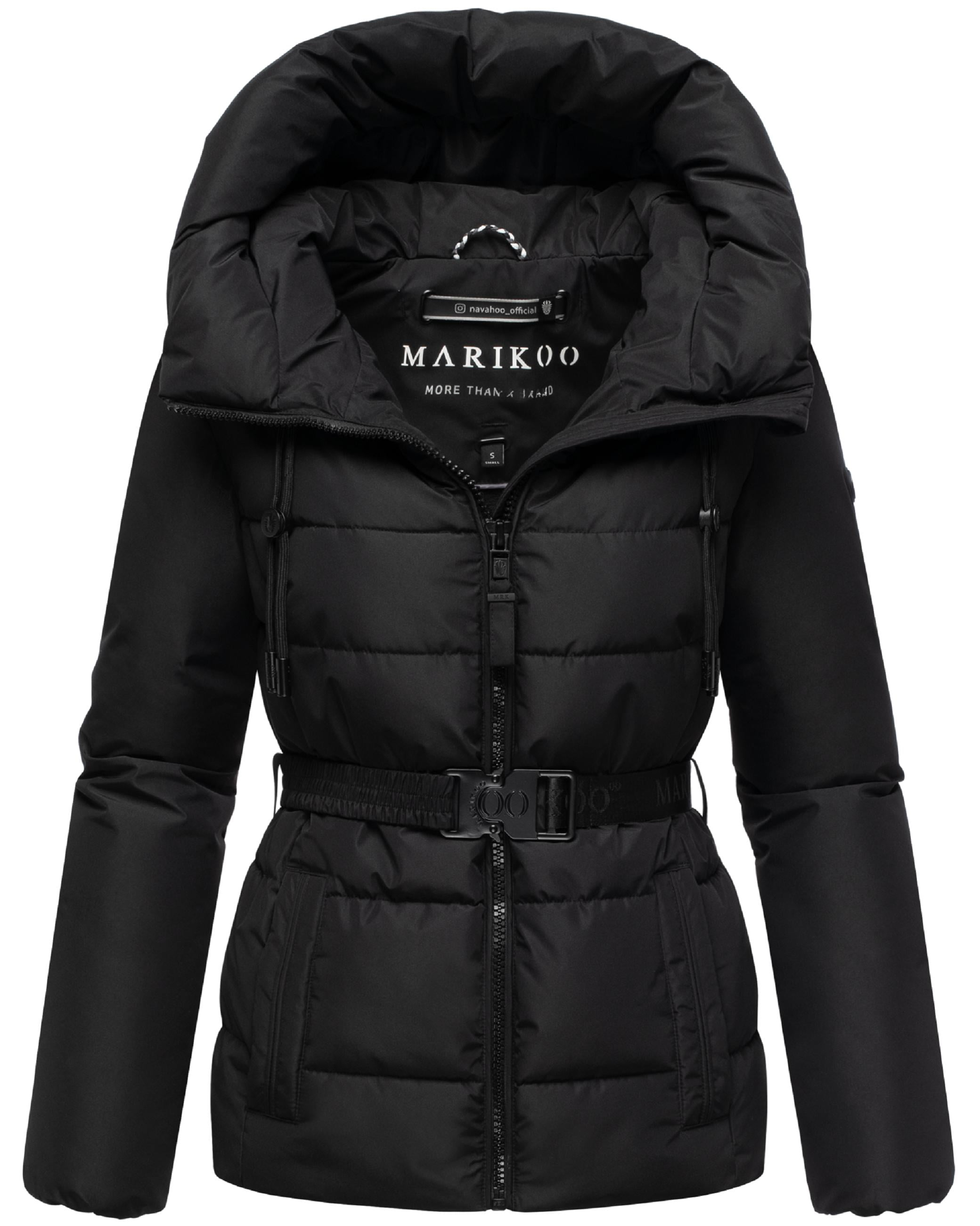 Marikoo Women’s Belted Puffer Jacket with Hood - Water-Repellent ...