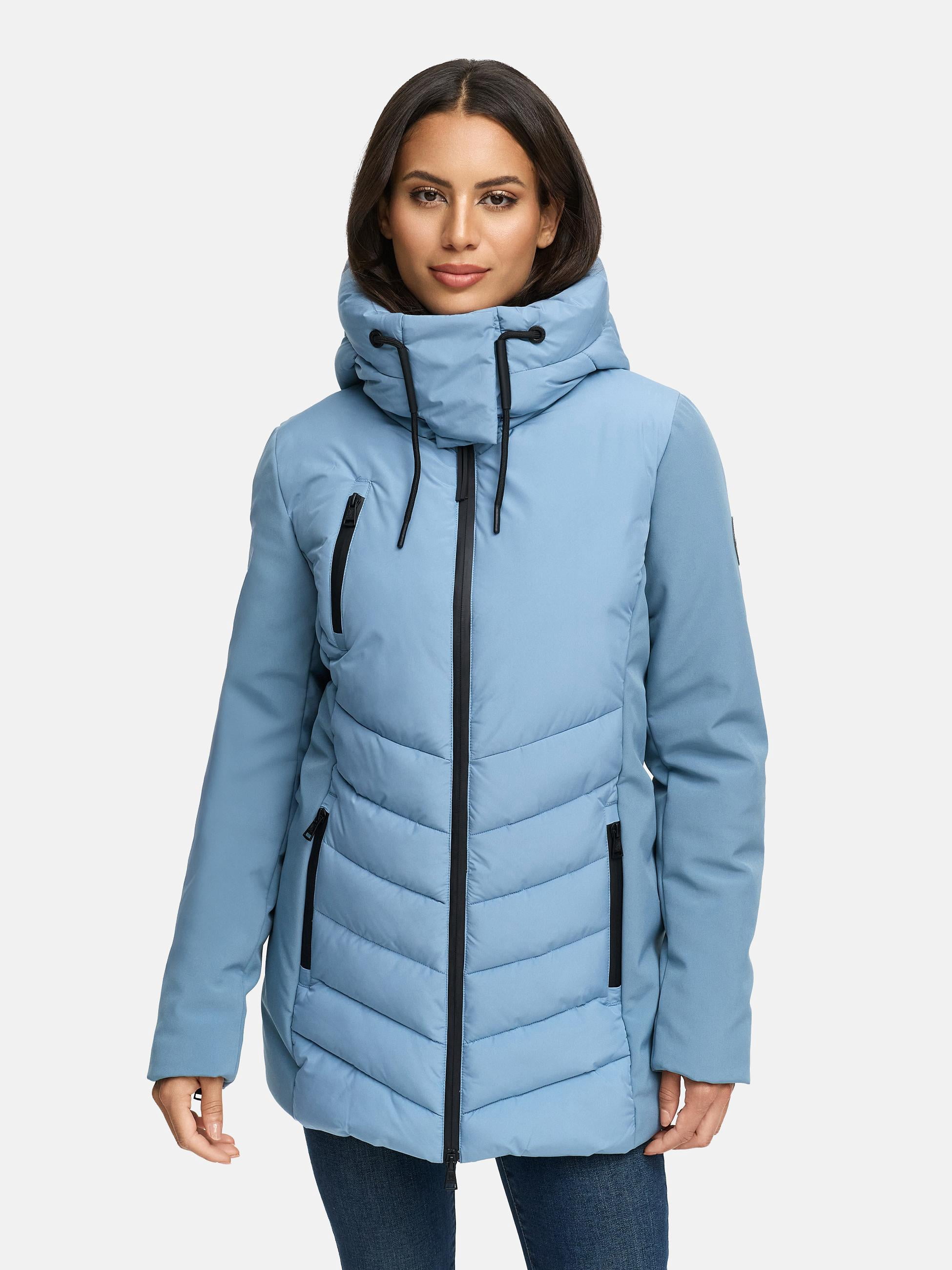 Marikoo Women's Hip-Covering Quilted Winter Jacket with Hood - Tailored ...