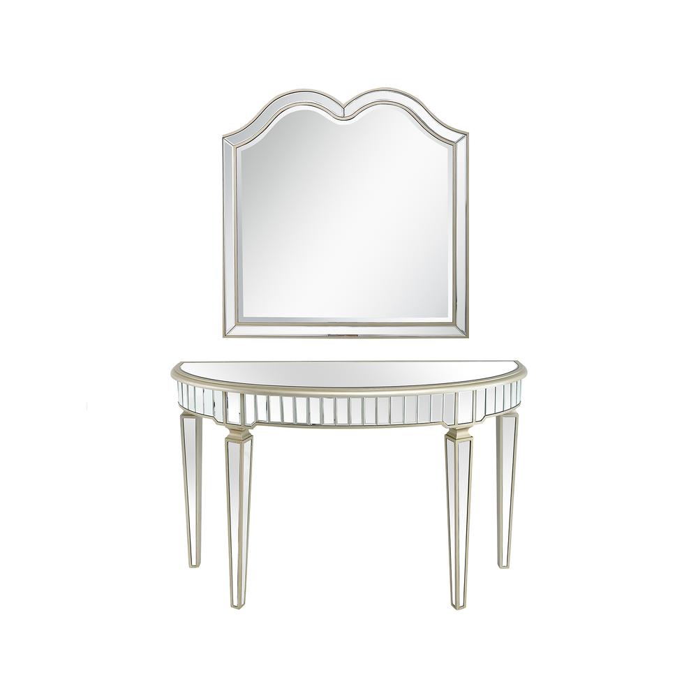 Camden isle Marilyn 47.5 in. Champagne Half Moon Glass Console Table ...