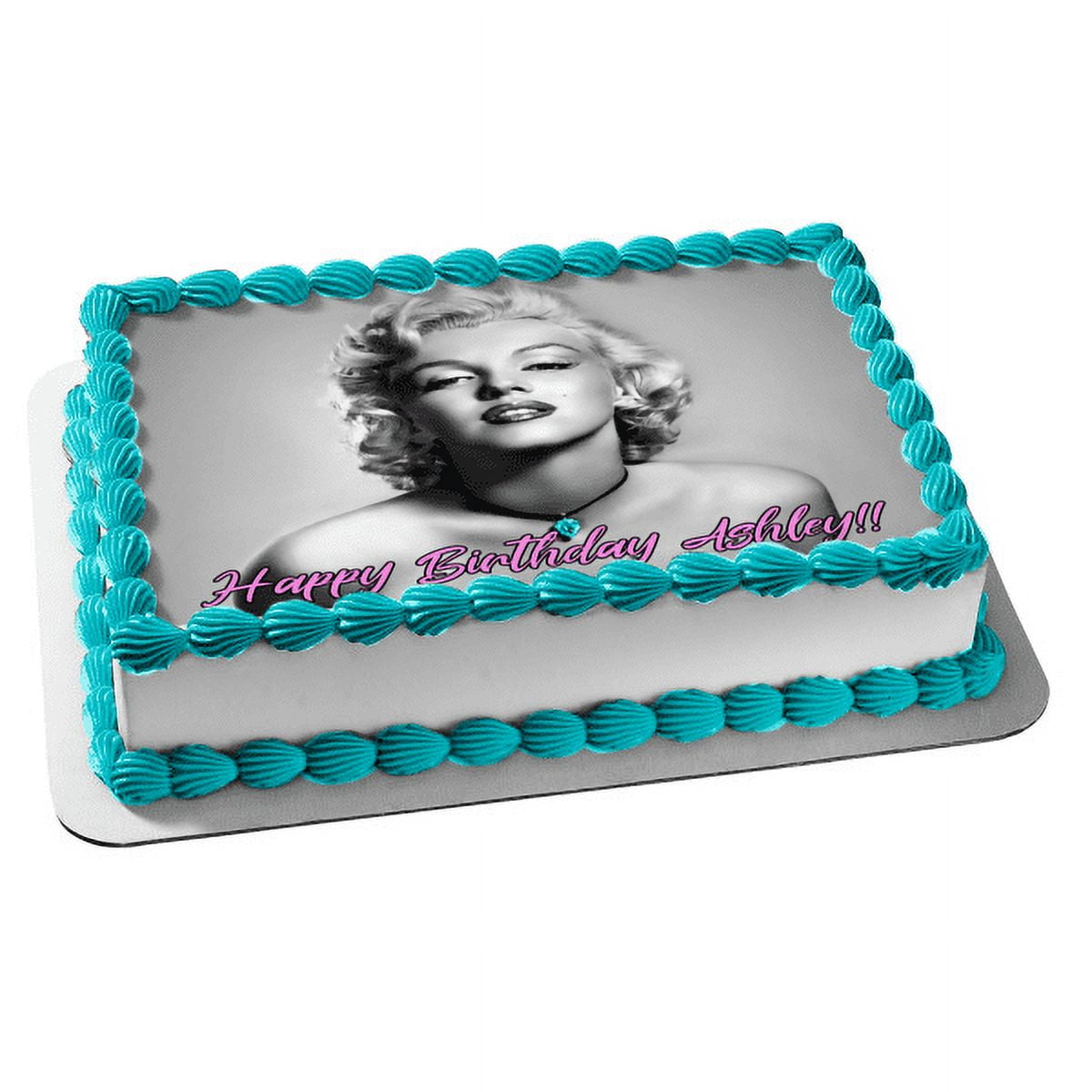 Marilyn Monroe Classic Pinup Aquamarine Necklace Edible Cake Topper ...