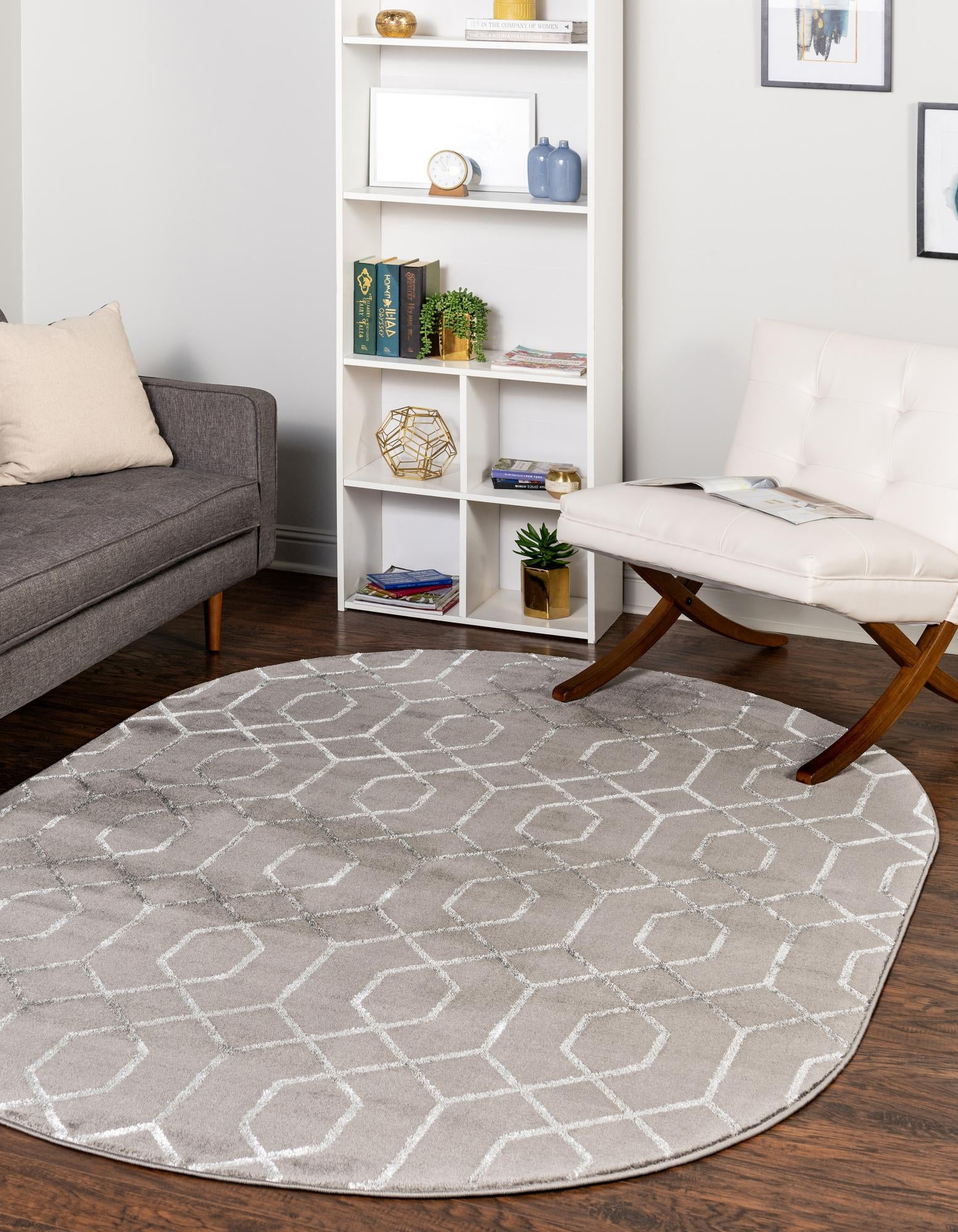 Marilyn Monroe Glam Collection Area Rug - Trellis (4' x 6' Oval Gray ...