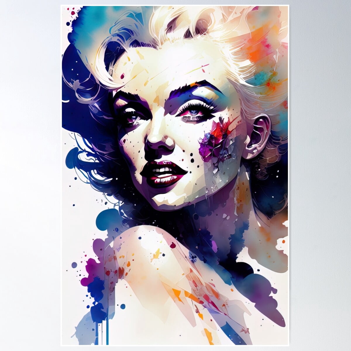 Marilyn Monroe Portrait In Watercolor Poster Wall Art, Modern Wall ...