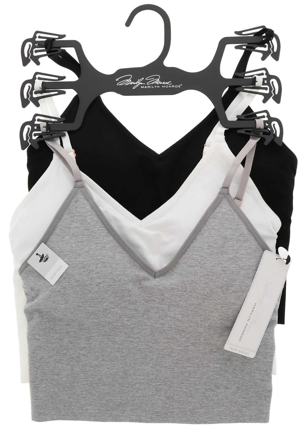 Marilyn Monroe Women's Adjustable Bralette, Removable Pads, Long, Black ...
