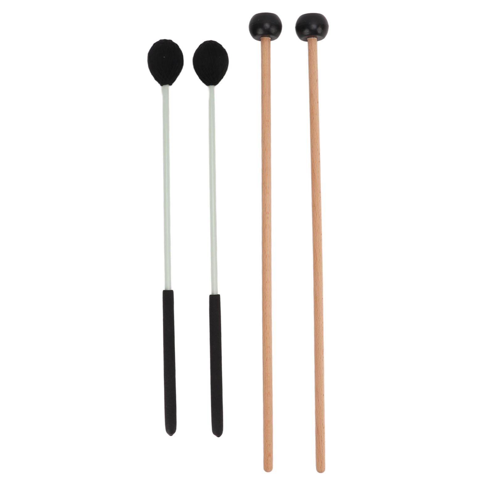Marimba Mallet Set, 2-Piece Medium Hard Yarn Head and Rubber Mallets ...