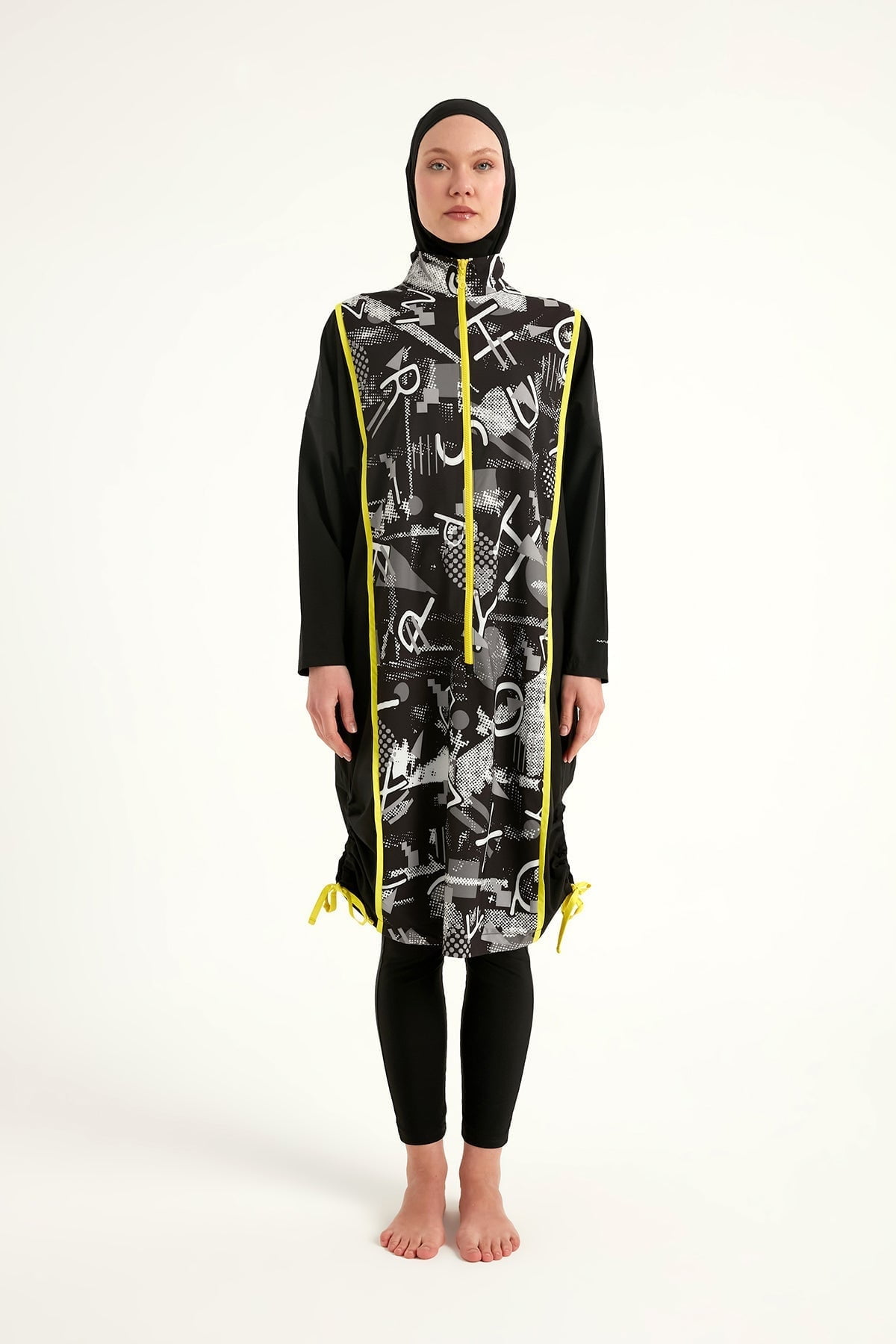 Black Full Coverage Modest Swimwear Burkini Set M2536 - Walmart.com