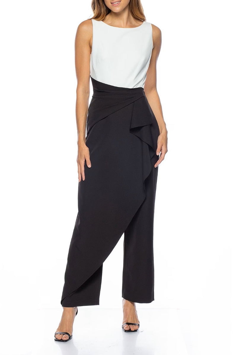 Marina Boat Neck Pleated Gathered Side Flutter V-Back Zipper Back Color ...