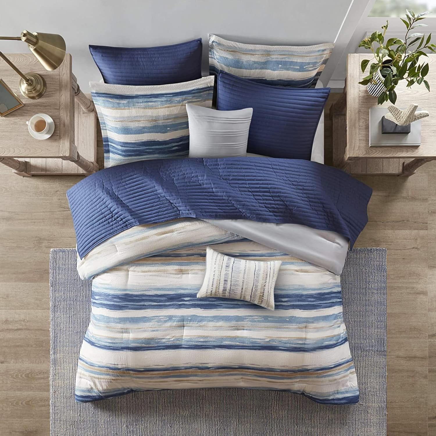 Marina Comforter Quilt Combo Set - Modern Luxury Design, All Season ...