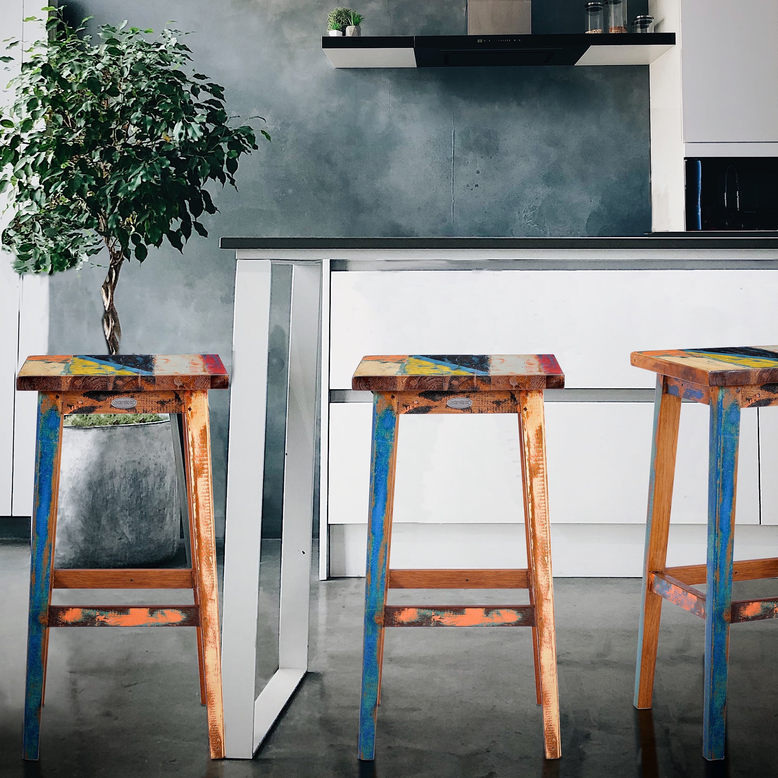 Marina Del Rey Square Barstool Made from Recycled Teak Wood Boats ...