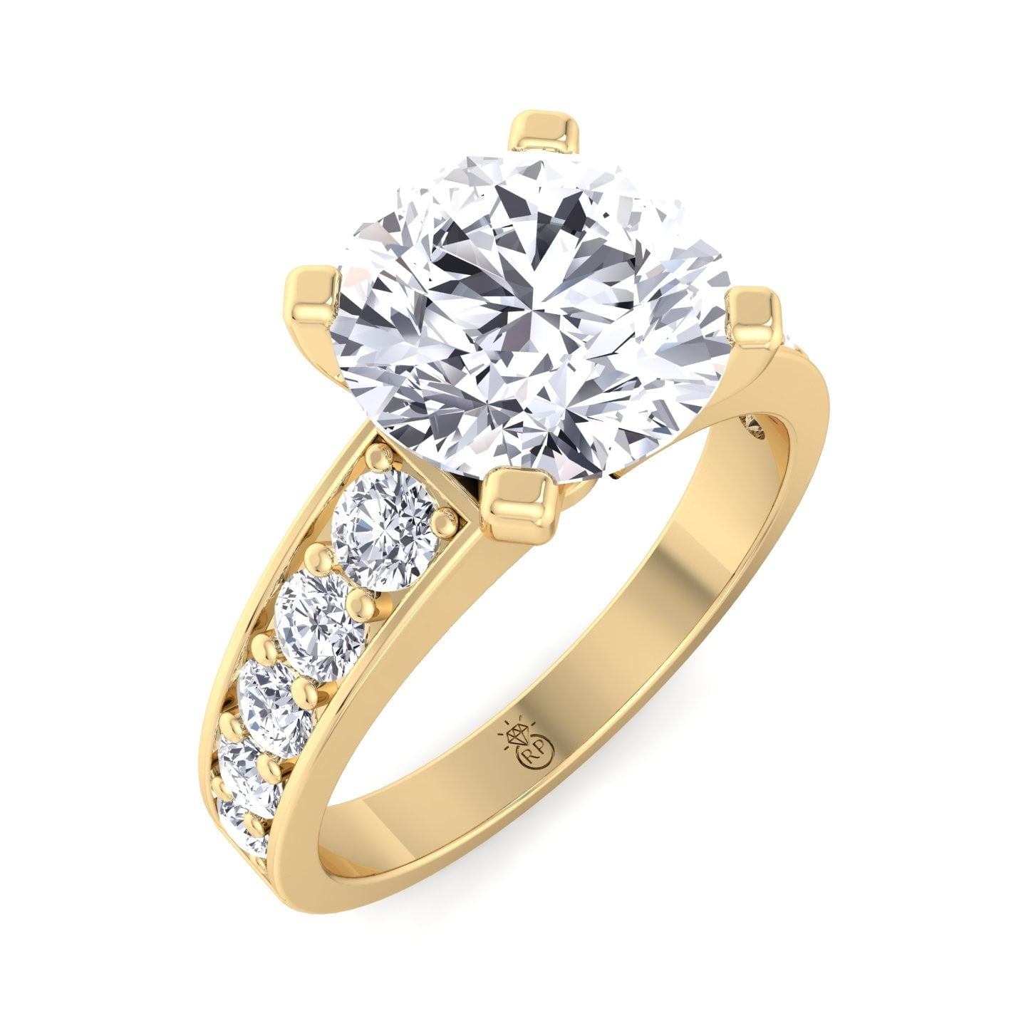 Marina - Moissanite Round Cut Lab Diamond Engagement Ring with ...
